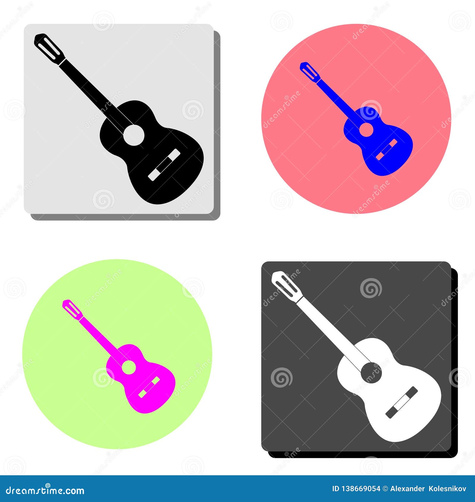 Guitar. flat vector icon stock vector. Illustration of design - 138669054