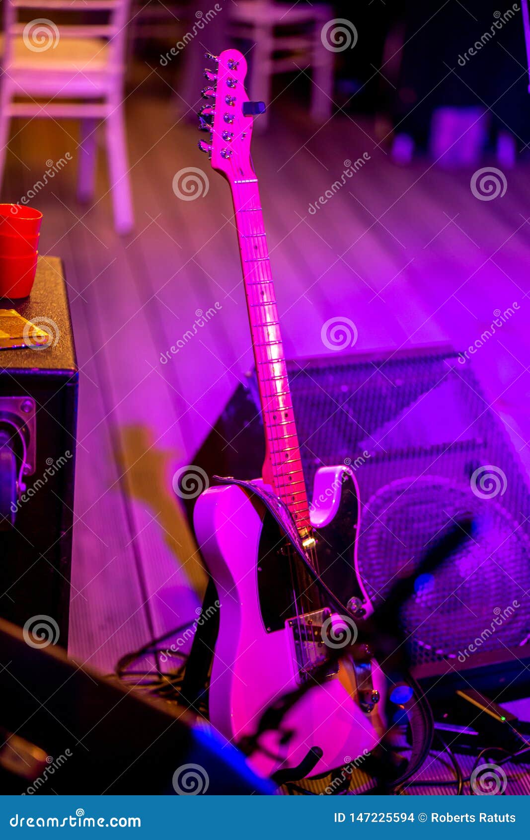 Guitar and Sound Amplifier in Abstract Light Stock Photo - Image of ...