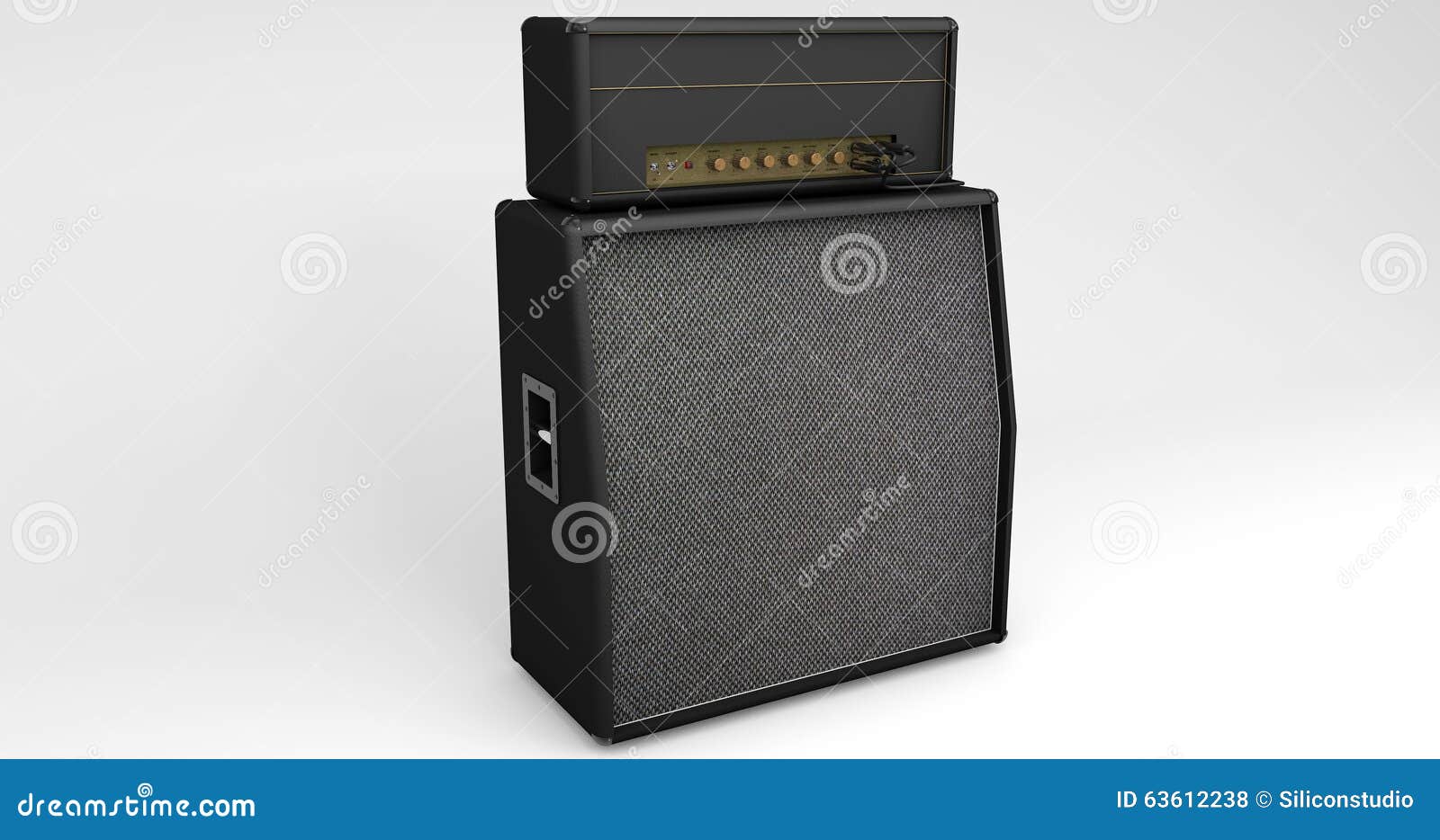 Guitar Speaker and Amplifier on Light Background Stock Illustration ...