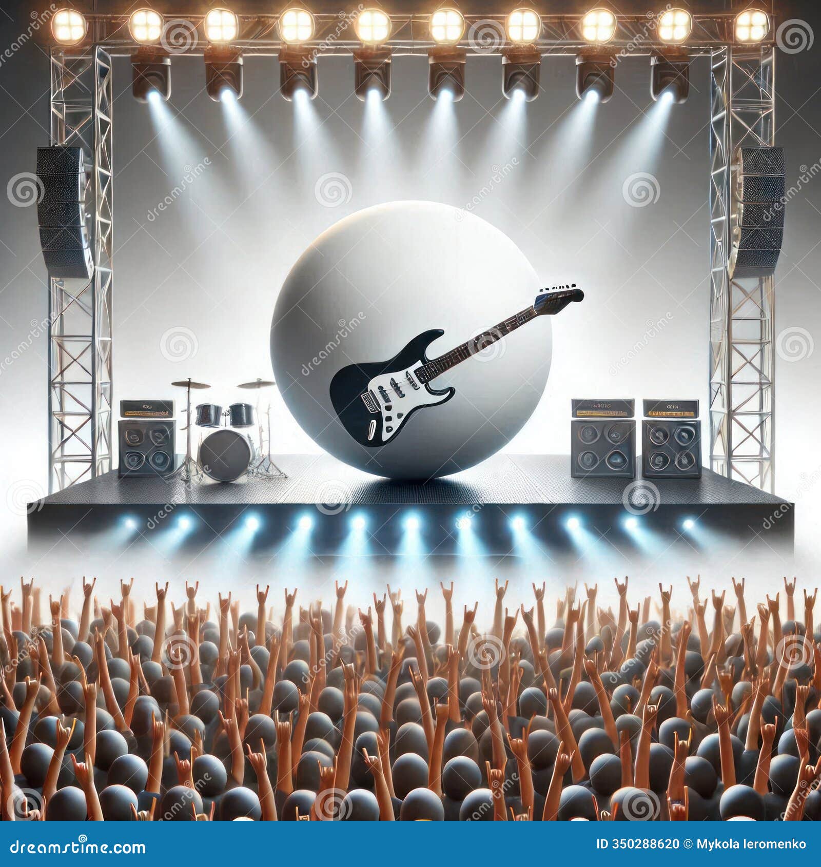 Guitar on Stage with a Crowd of Spectators. Stock Photo - Image of ...
