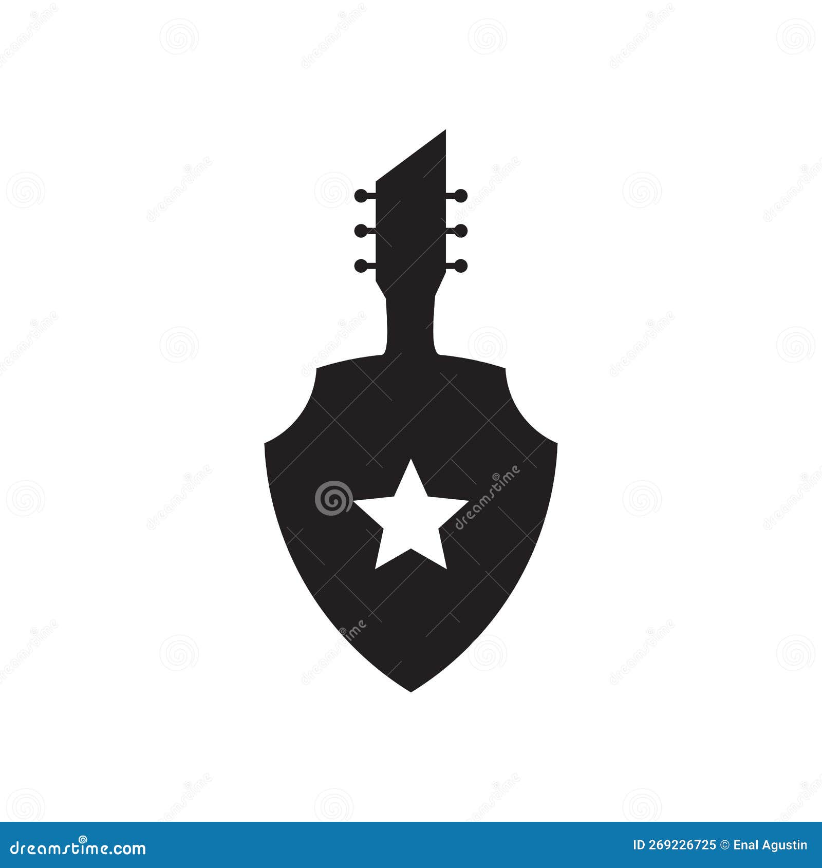 Guitar Star Acoustic Music Logo Design Stock Vector - Illustration of ...