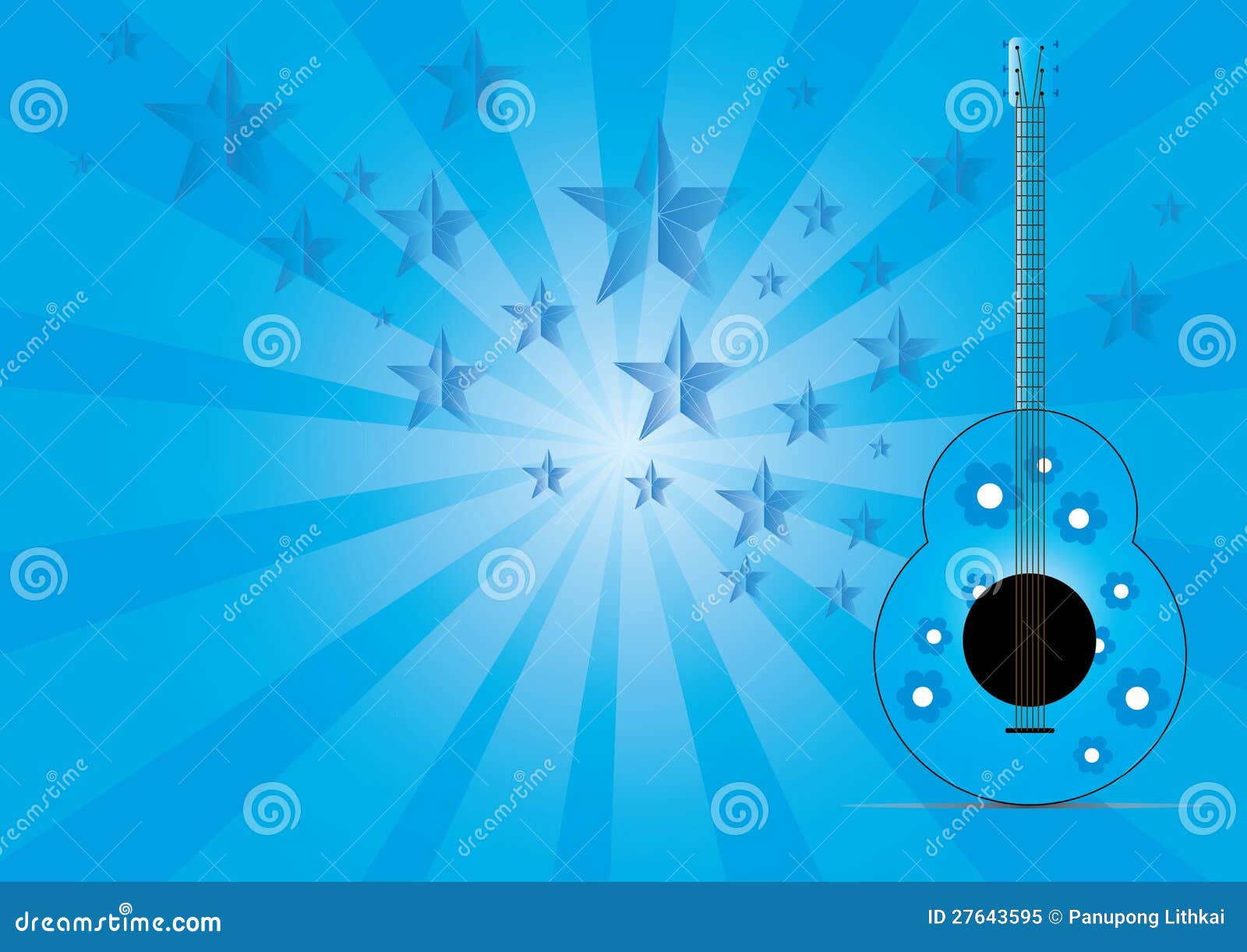 Guitar with Star Music on Abstract Background Stock Vector ...
