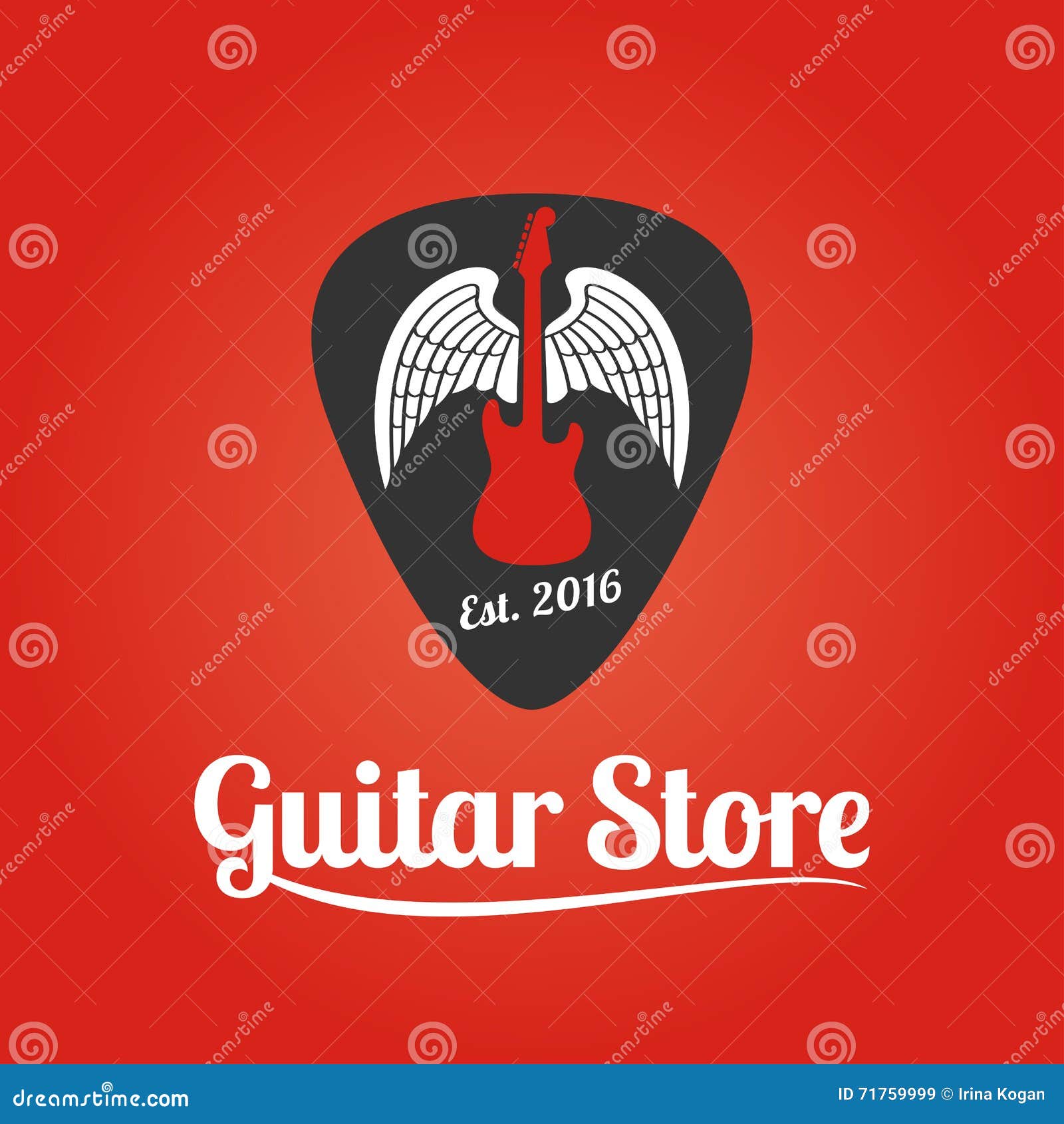 Guitar Store Vector Template Logo Stock Vector - Illustration of grunge ...
