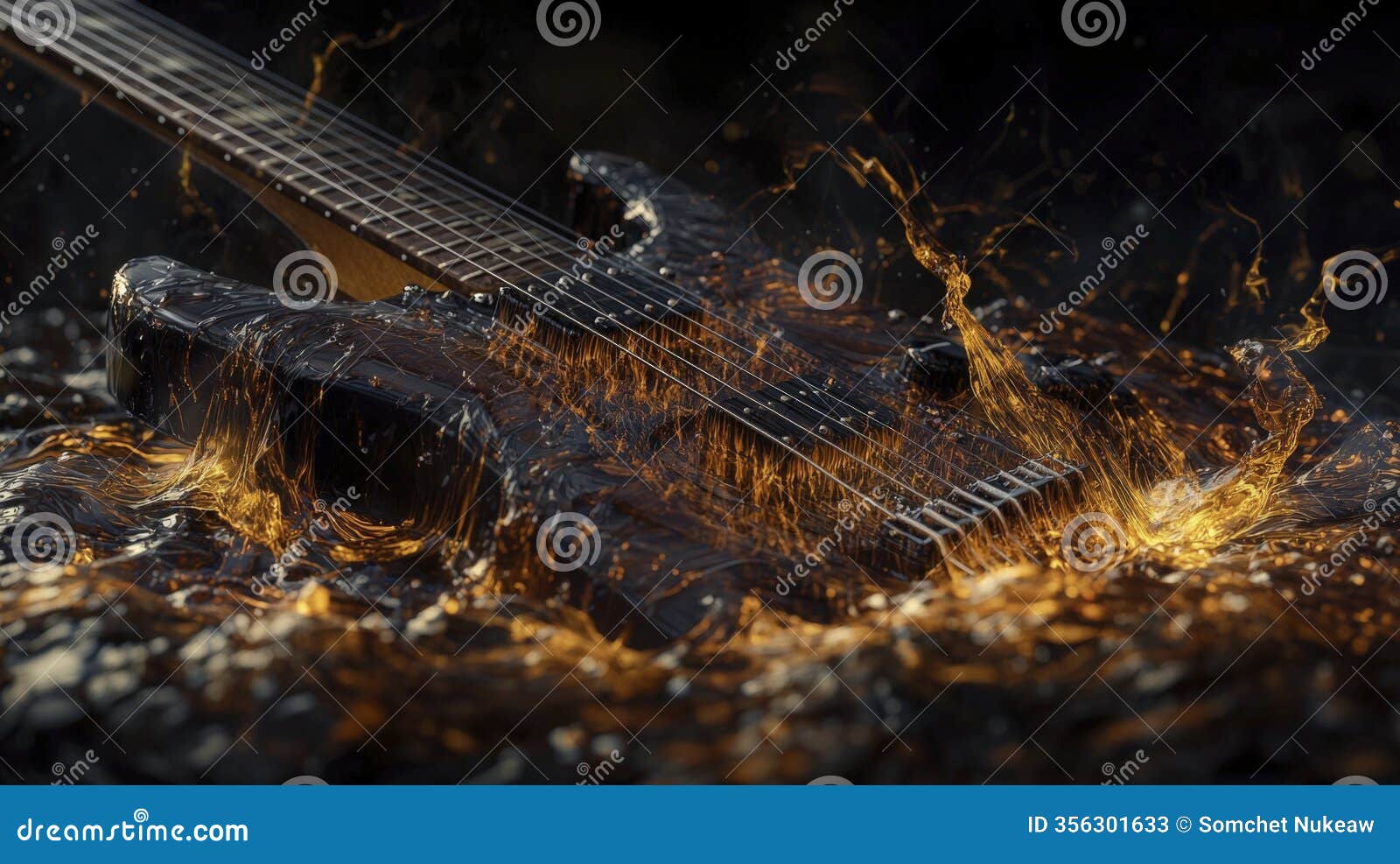 Guitar String Vibrations in Water Dramatic Scene Visual Artwork ...