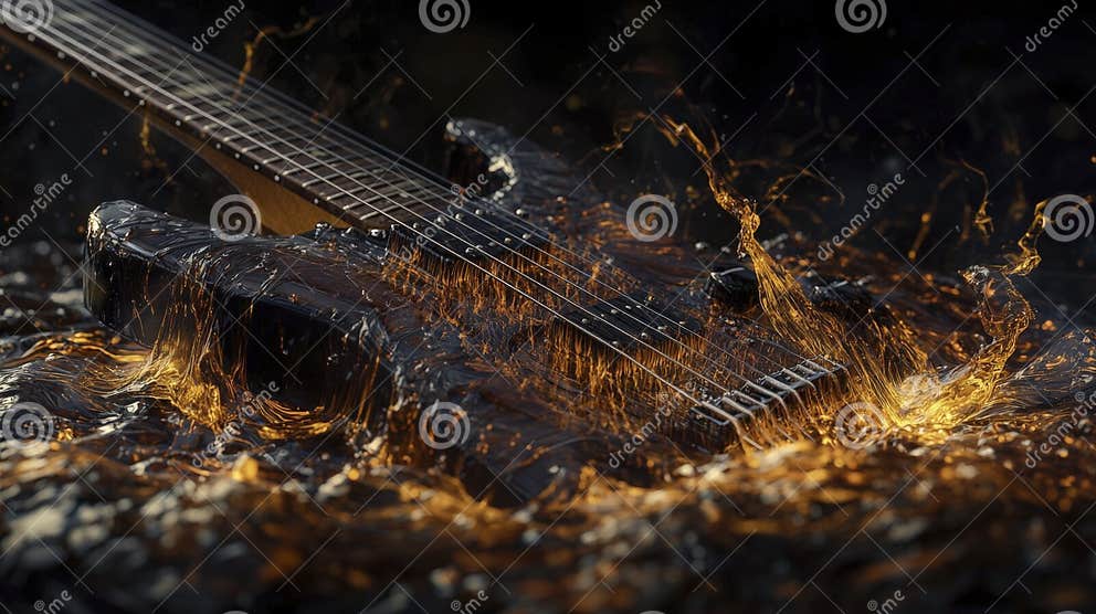 Guitar String Vibrations in Water Dramatic Scene Visual Artwork ...