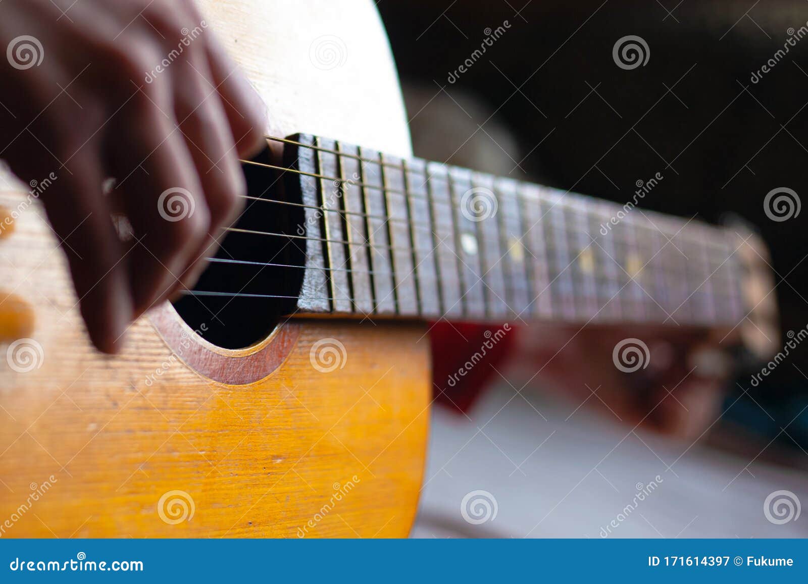 Guitar Strings. Playing a Musical Instrument. Guitar Playernn Stock ...