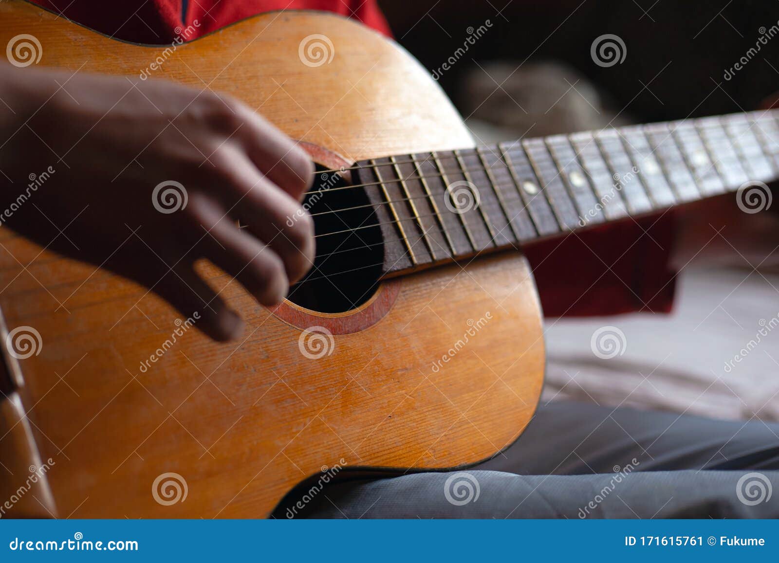 Guitar Strings. Playing a Musical Instrument. Guitar Playernn Stock ...