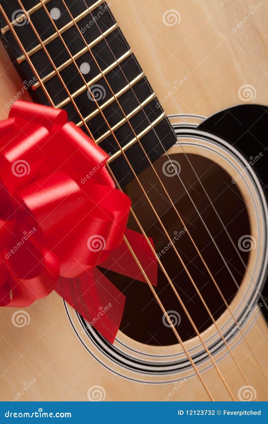 Guitar Strings with Red Ribbon Stock Photo - Image of macro, beauty ...