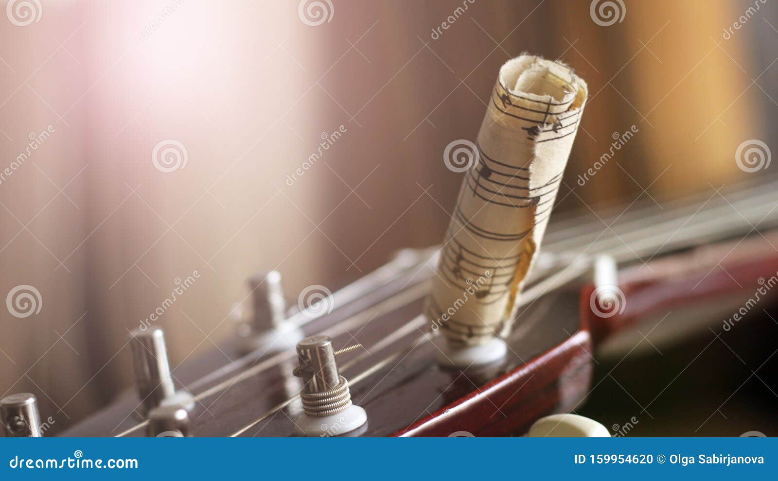 Guitar Strings and Roll Paper Notes, Music Stock Photo - Image of ...