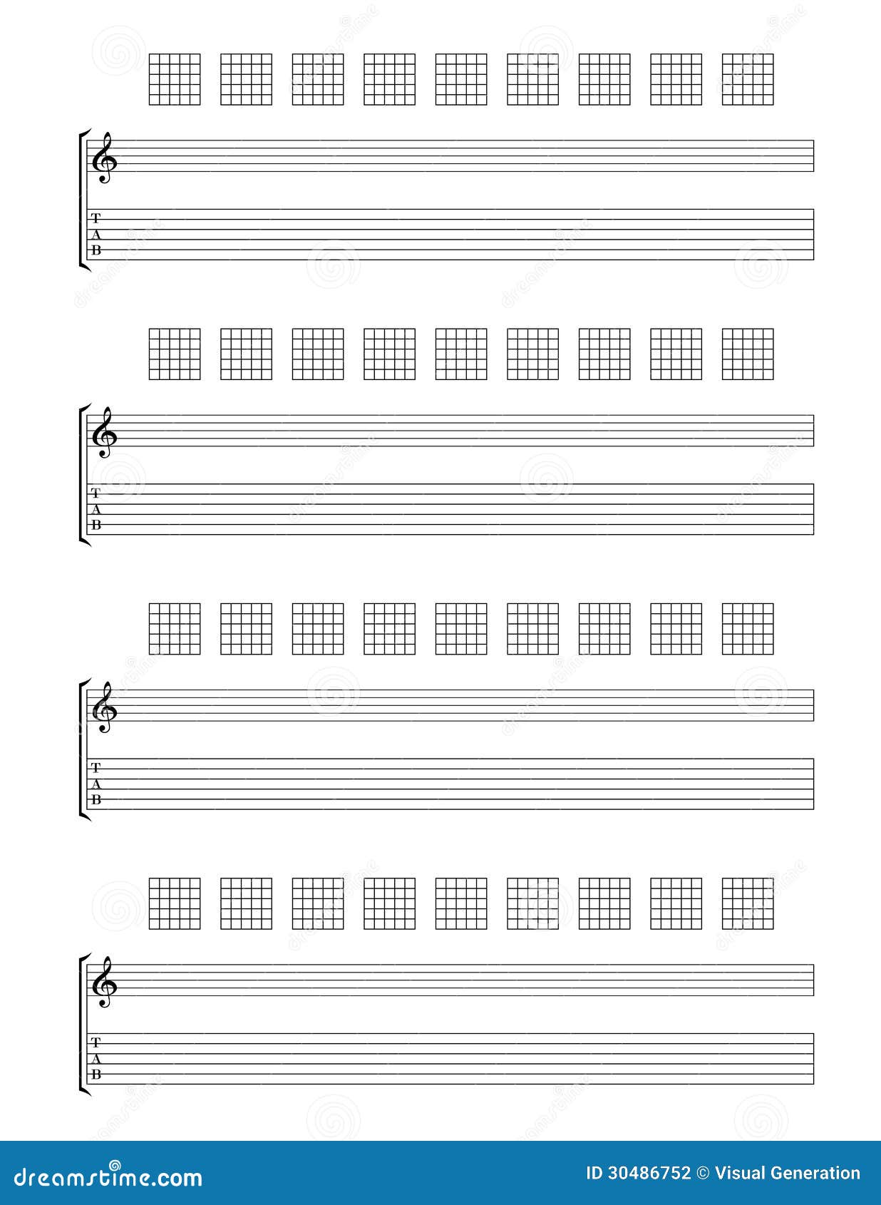Guitar TAB Staff stock vector. Illustration of stave - 30486752