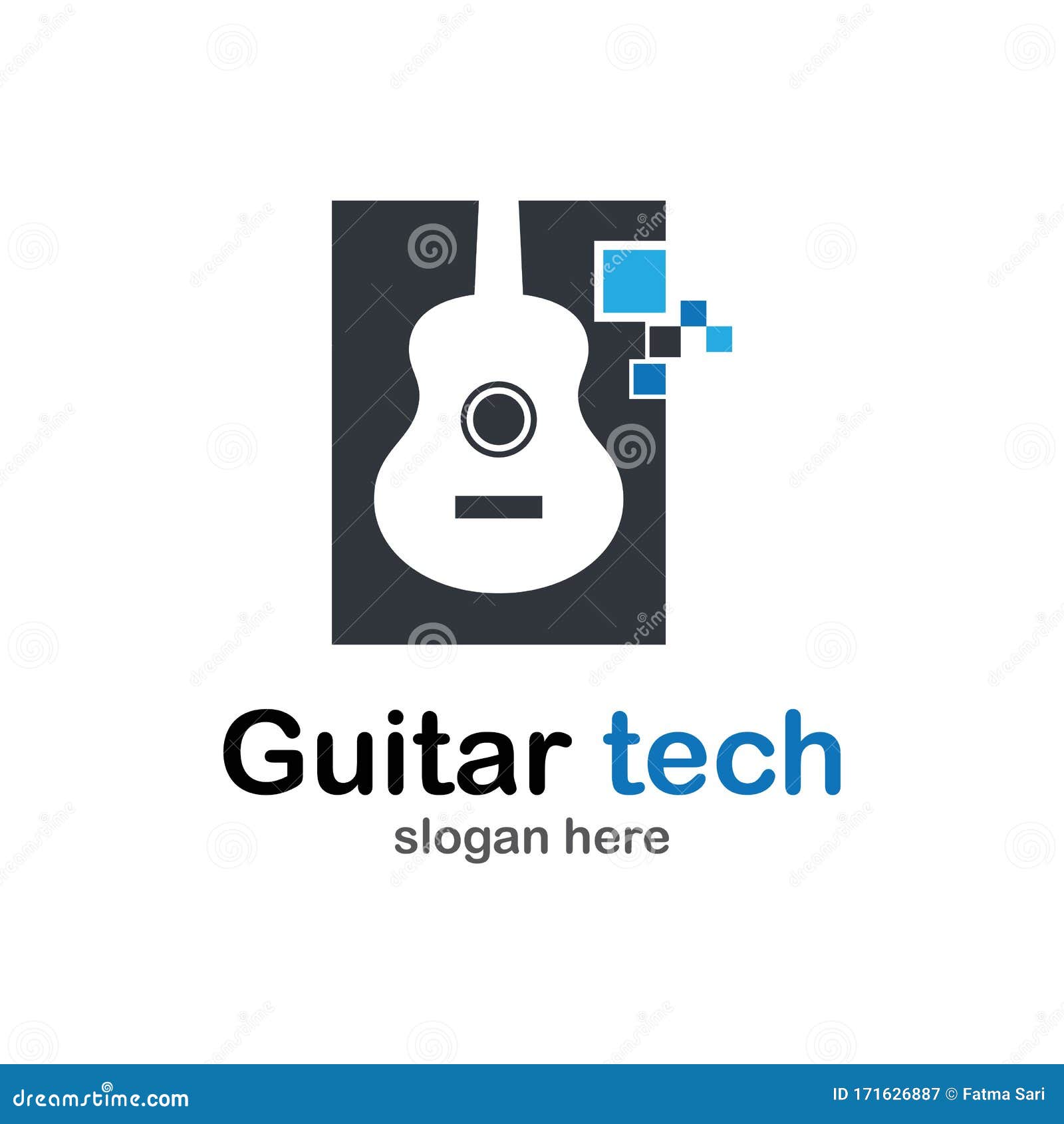 Guitar Technology Music Studio Logo Creative Stock Vector ...