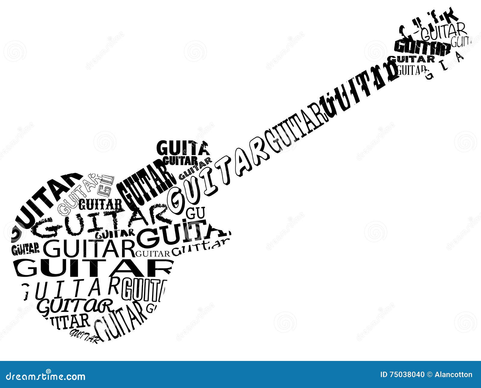 Guitar in Text stock vector. Illustration of headstock - 75038040