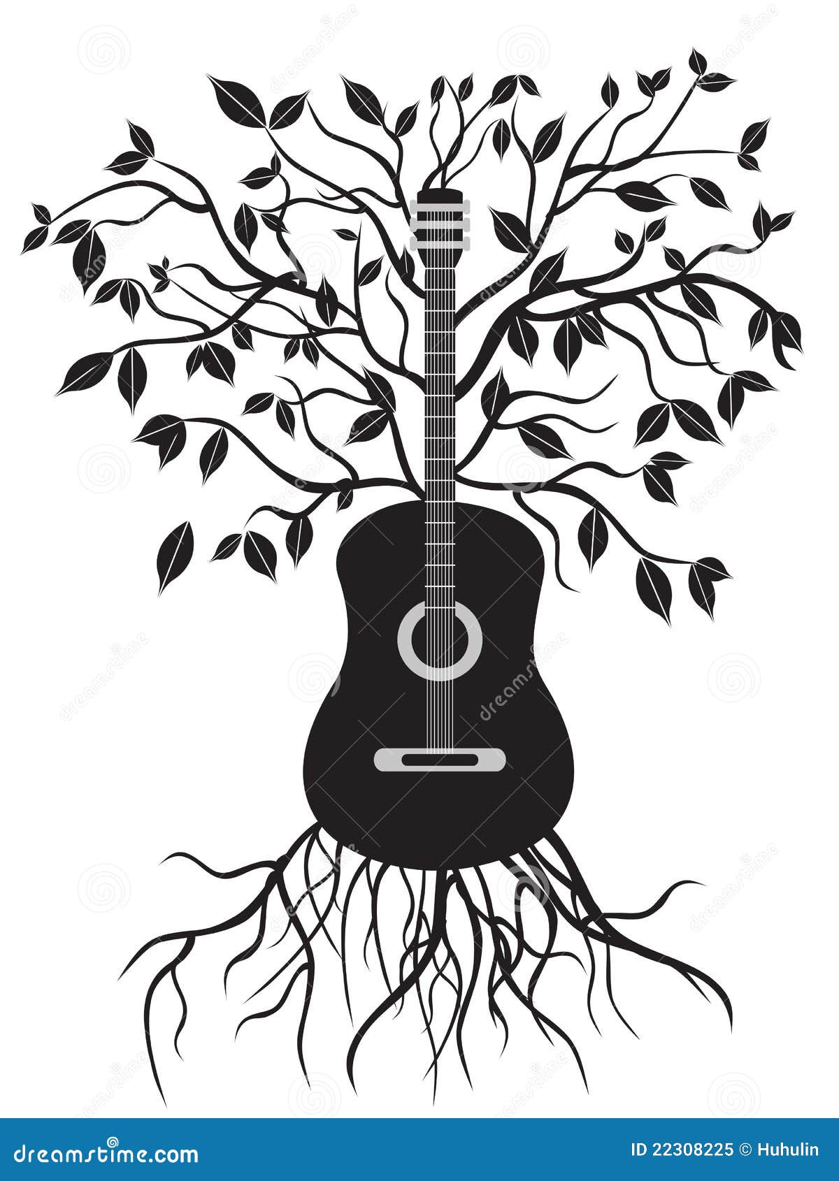 Guitar Tree Poster Background Template Vector Illustration ...