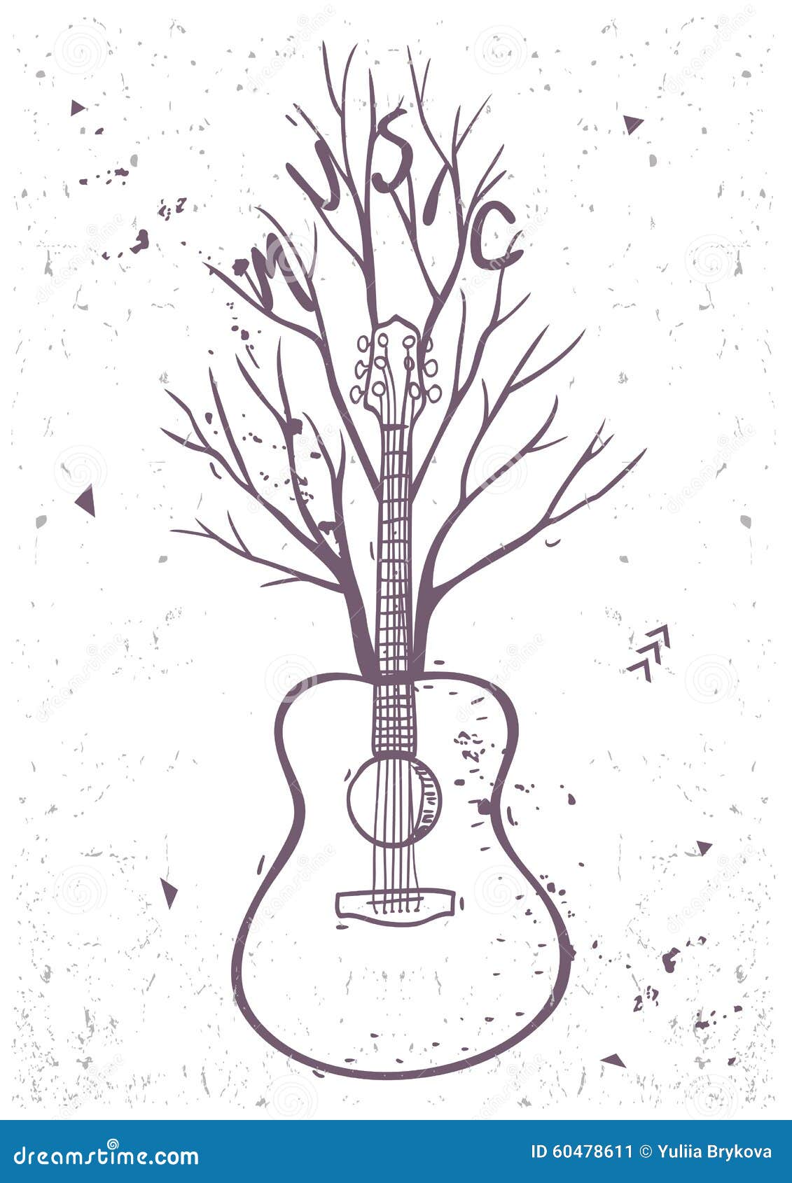 Guitar tree stock vector. Illustration of abstract, retro - 60478611