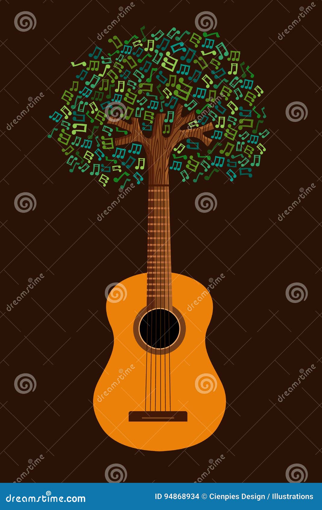 Guitar Tree Poster Background Template Vector Illustration ...