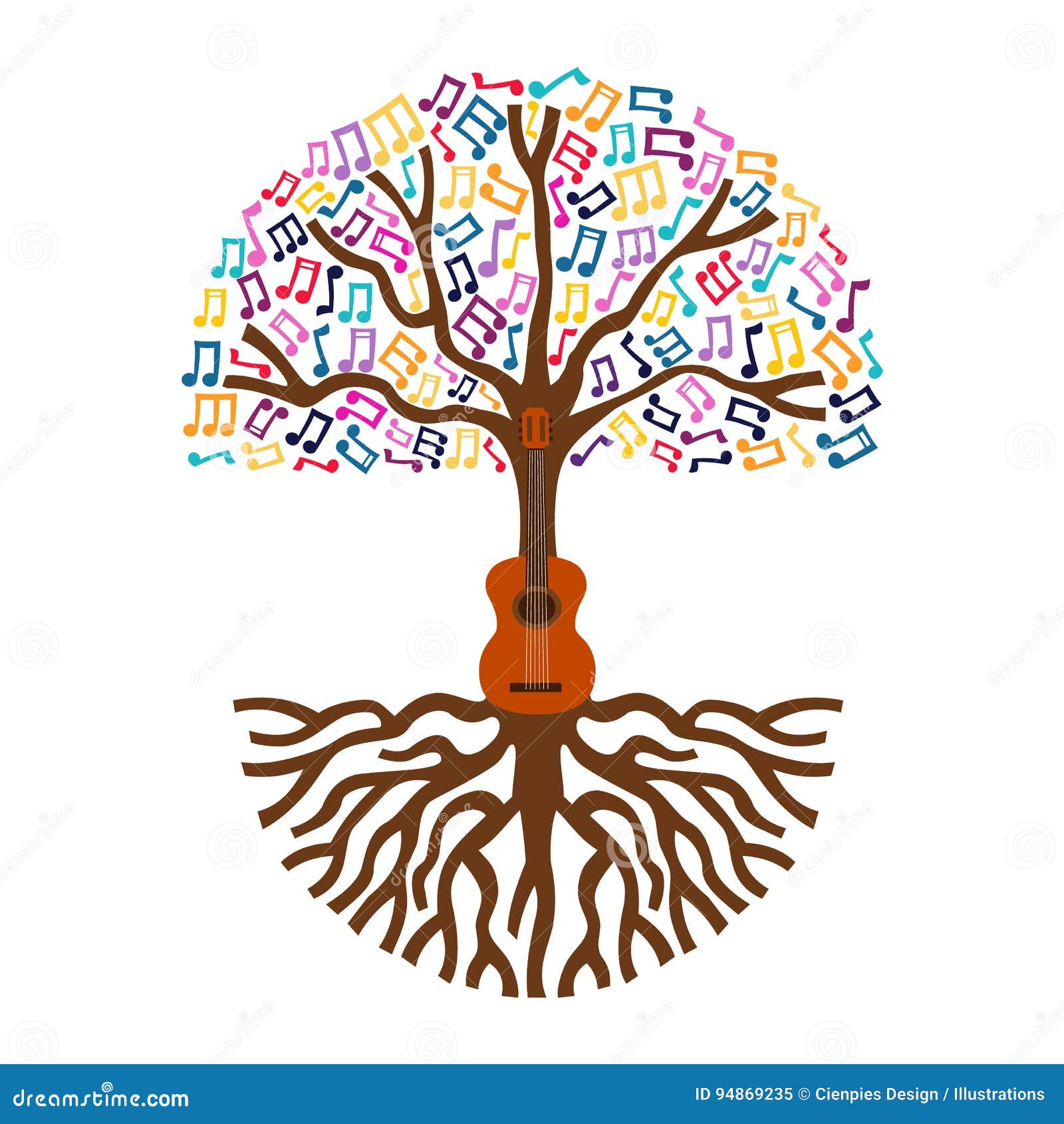 Guitar Tree Live Music Nature Concept Illustration Stock Vector ...