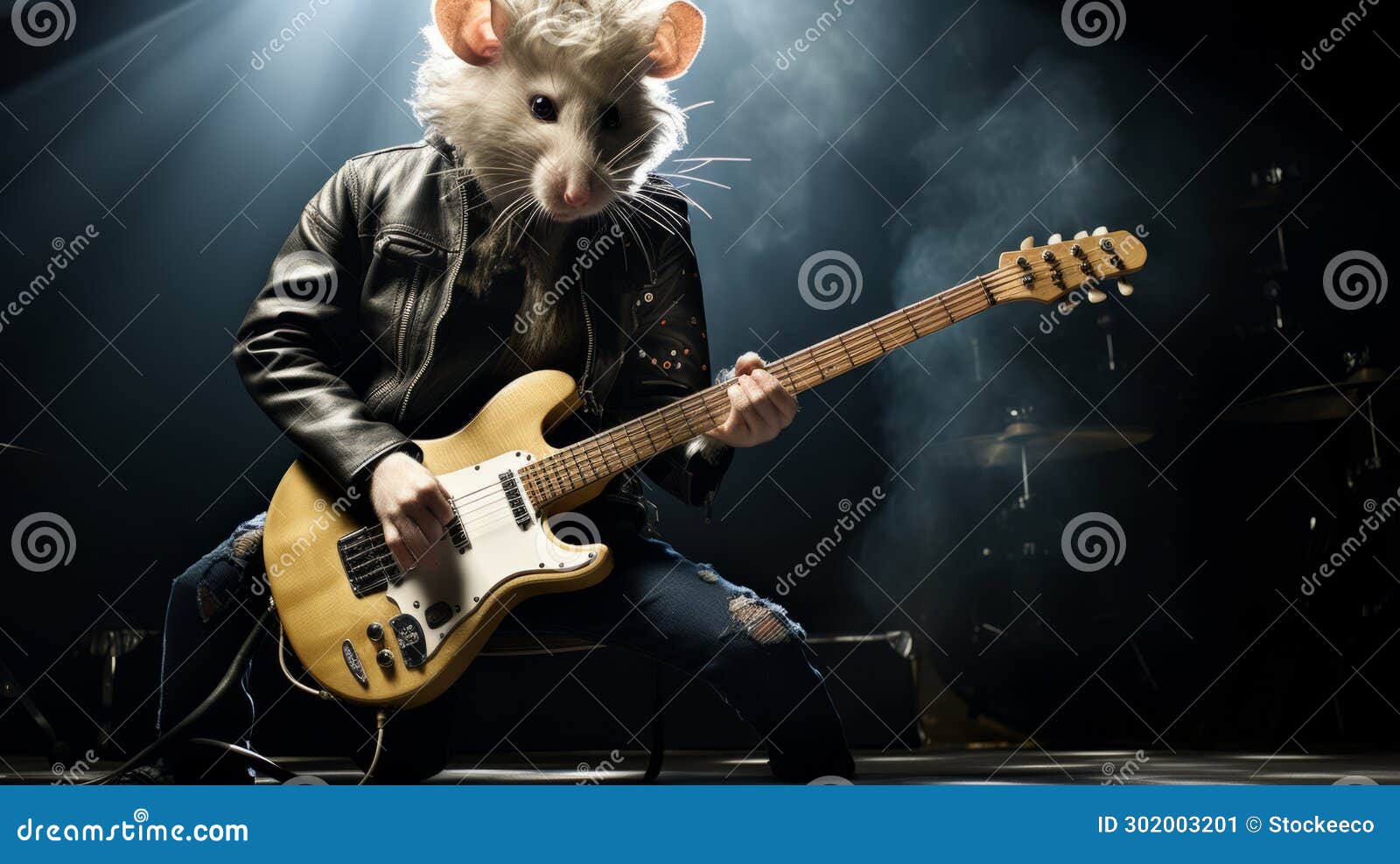 Rock and Roll Rat: Iconic Guitar Playing Imagery Stock Illustration ...