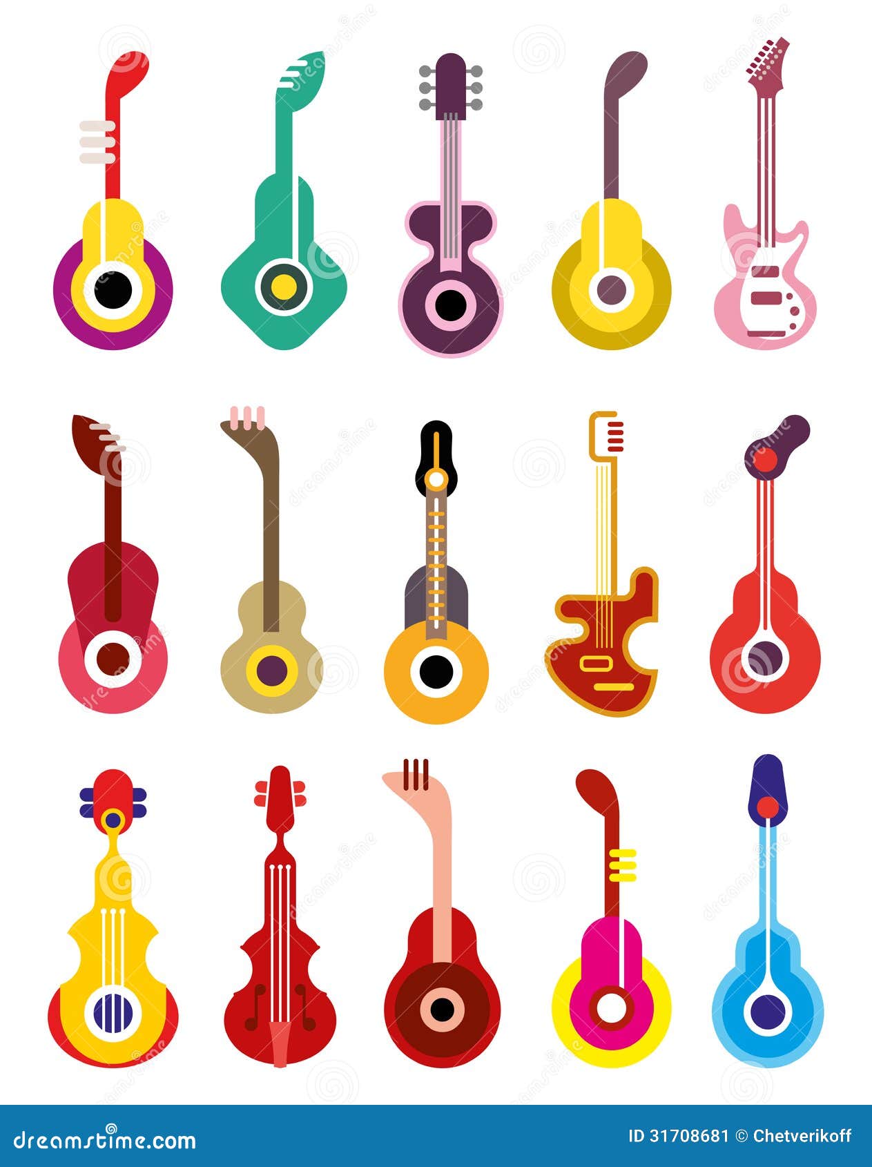 Guitar - vector icon set stock vector. Illustration of guitar - 31708681
