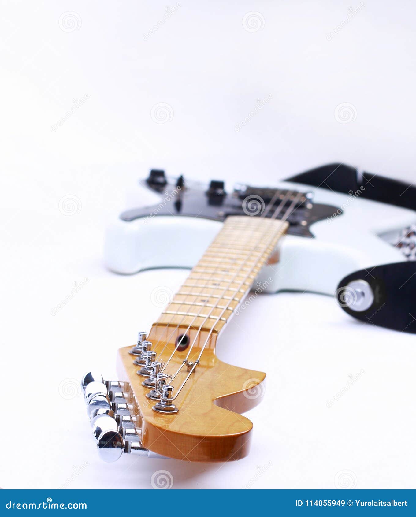 Guitar on a White Background with Stock Image - Image of fret, musical ...