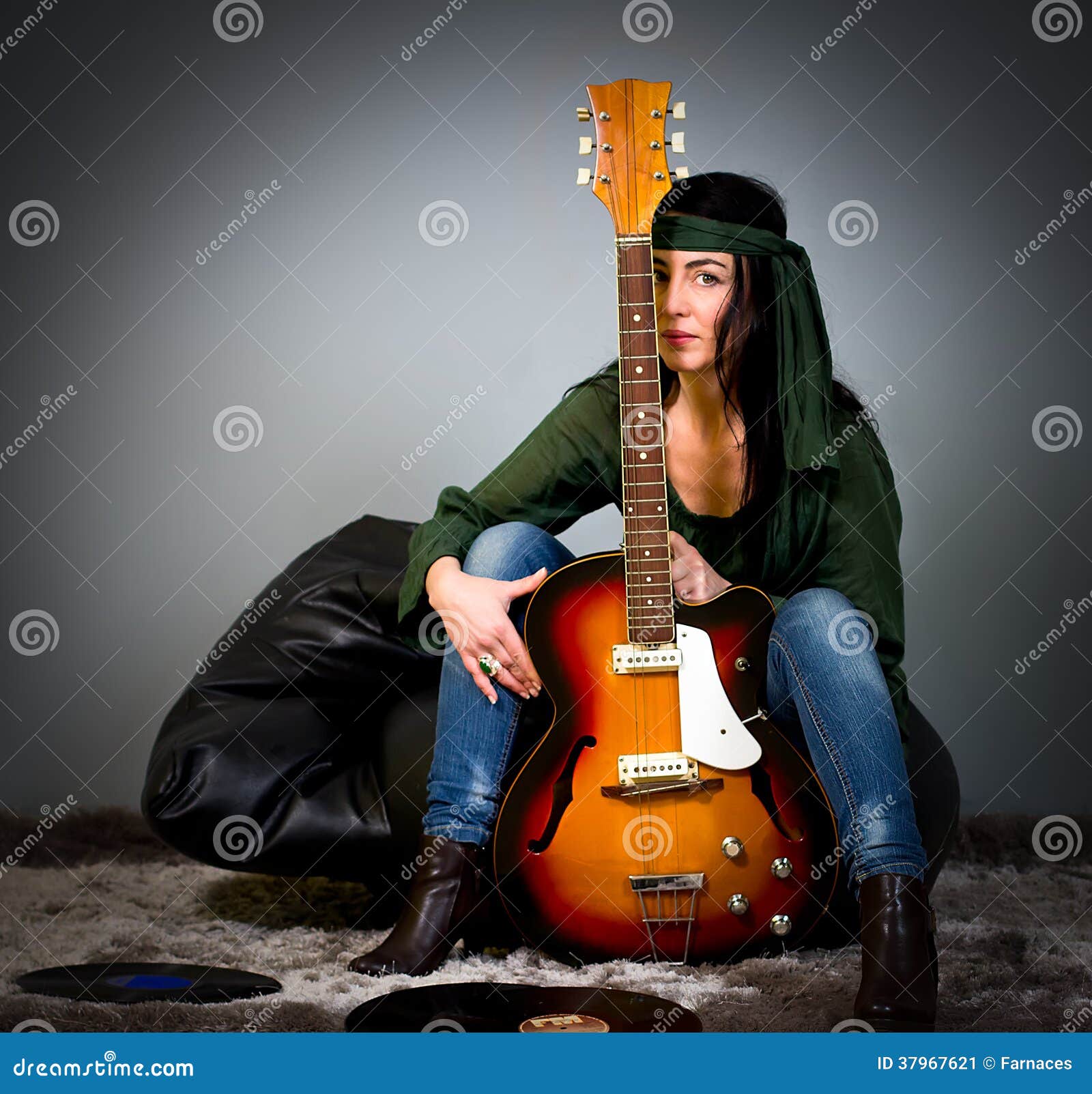 Guitar woman stock image. Image of hippie, music, lady - 37967621