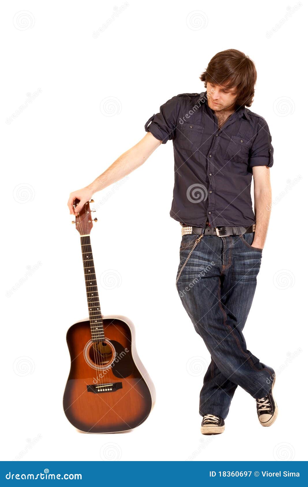 Guitarist with Acoustic Guitar Stock Image - Image of loud, guitarist ...