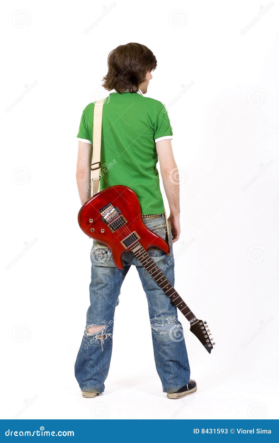 Guitarist With Guitar On Back Stock Photos - Image: 8431593