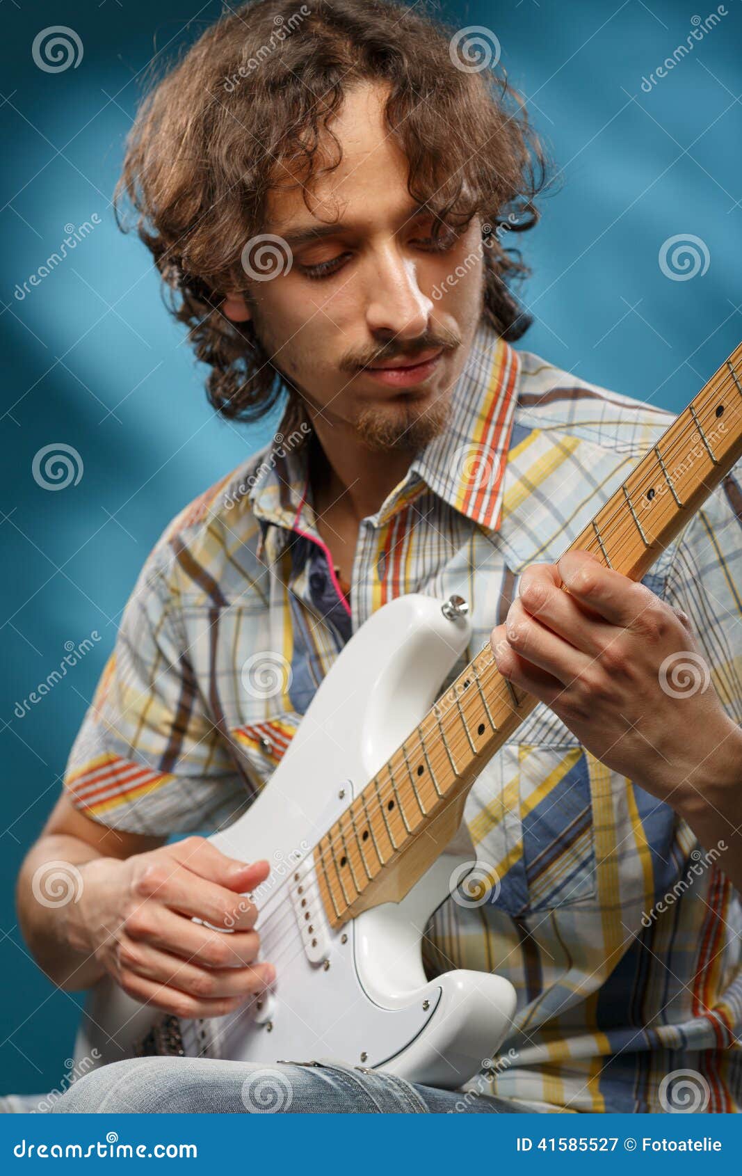 Guitarist Playing an Electric Guitar Stock Image - Image of finger ...
