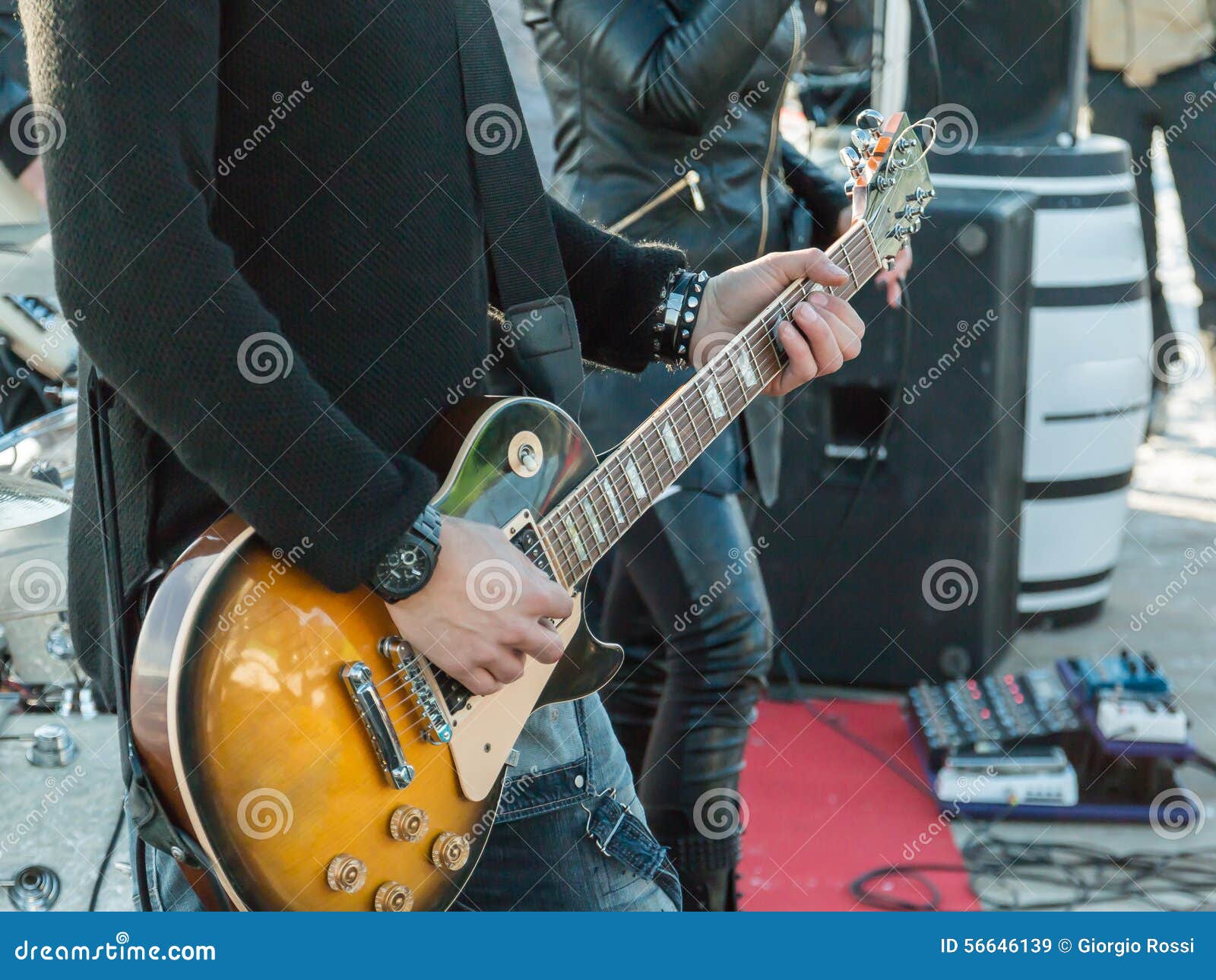 Guitarist Playing Electrical Guitar on a Concert Stock Image - Image of ...