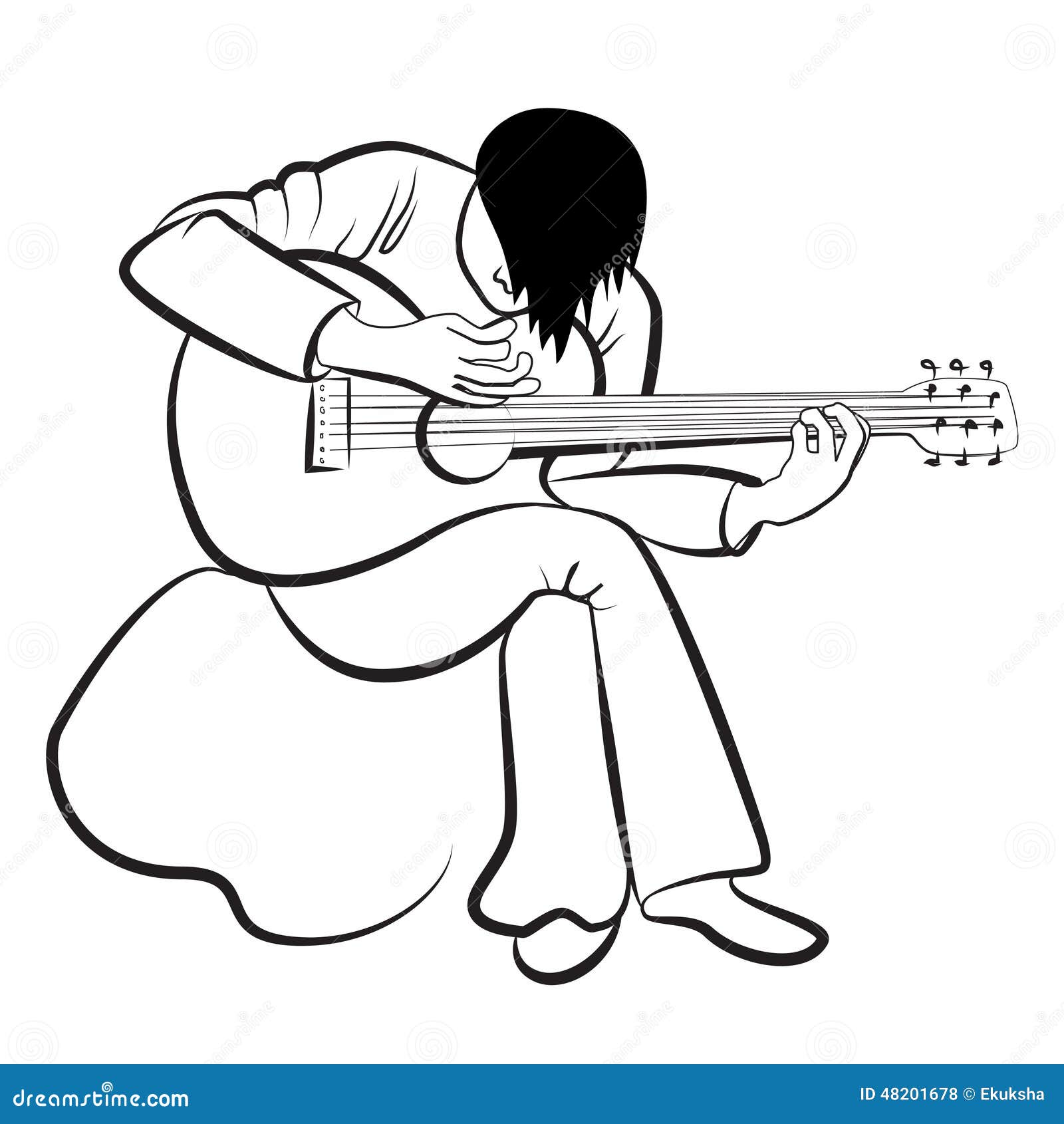 Guitarist Playing the Guitar. Stylized, Contours, Vector Stock Vector ...