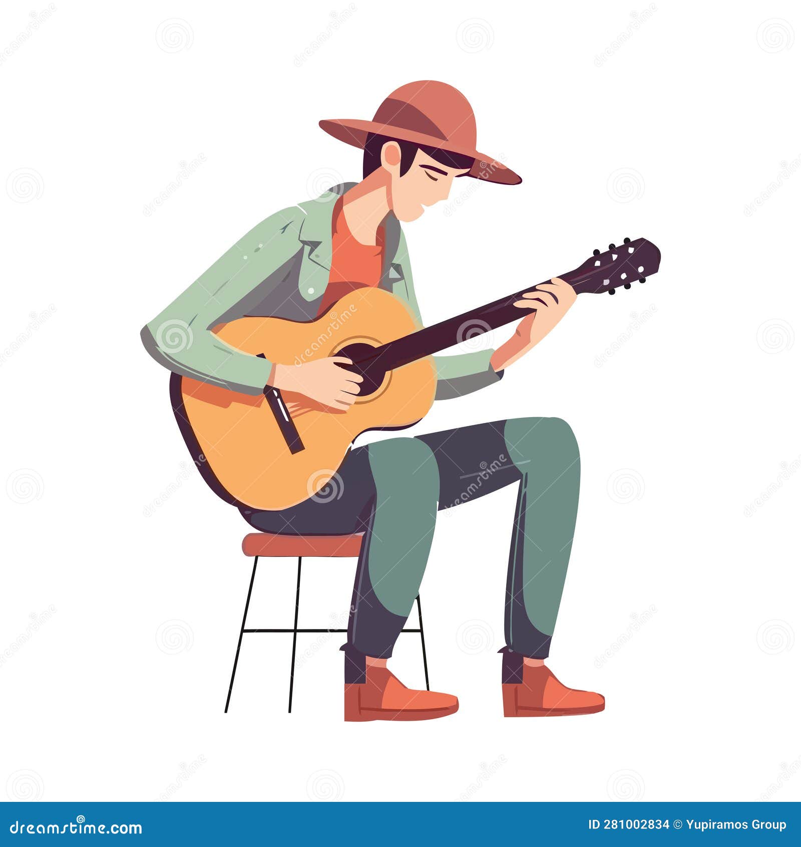Guitarist Plucking Strings on Acoustic Guitar Stock Vector ...