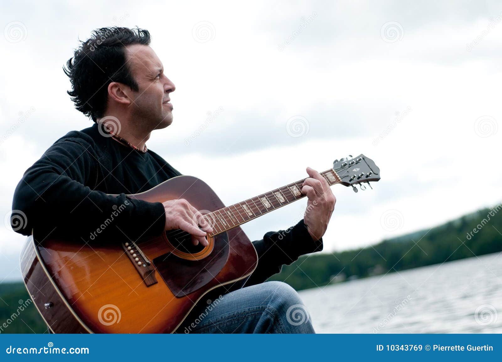 Guitarist Portrait Profile Closeup Stock Image - Image of serious ...
