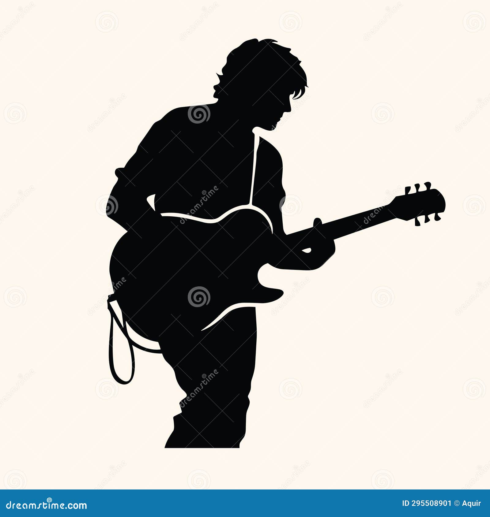 Guitarist Black Icon on White Background. Guitarist Silhouette Stock ...