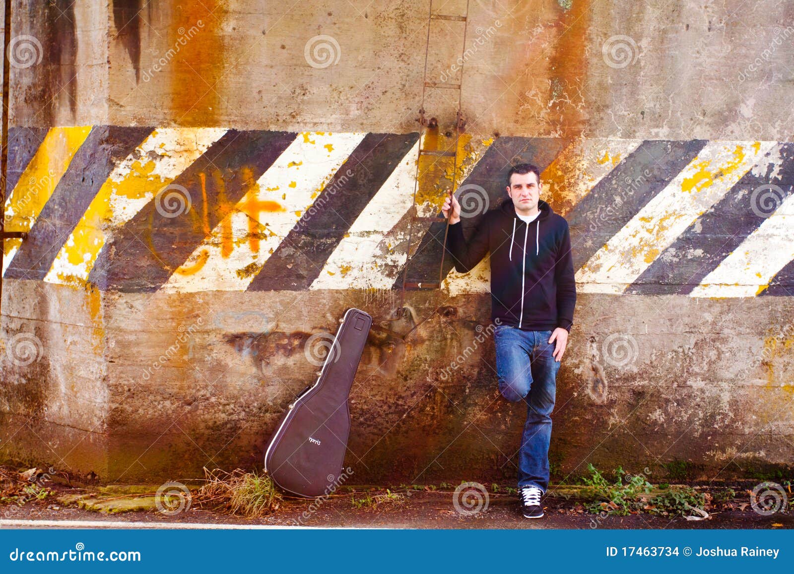 Guitarist Standing Outside stock photo. Image of horizontal - 17463734