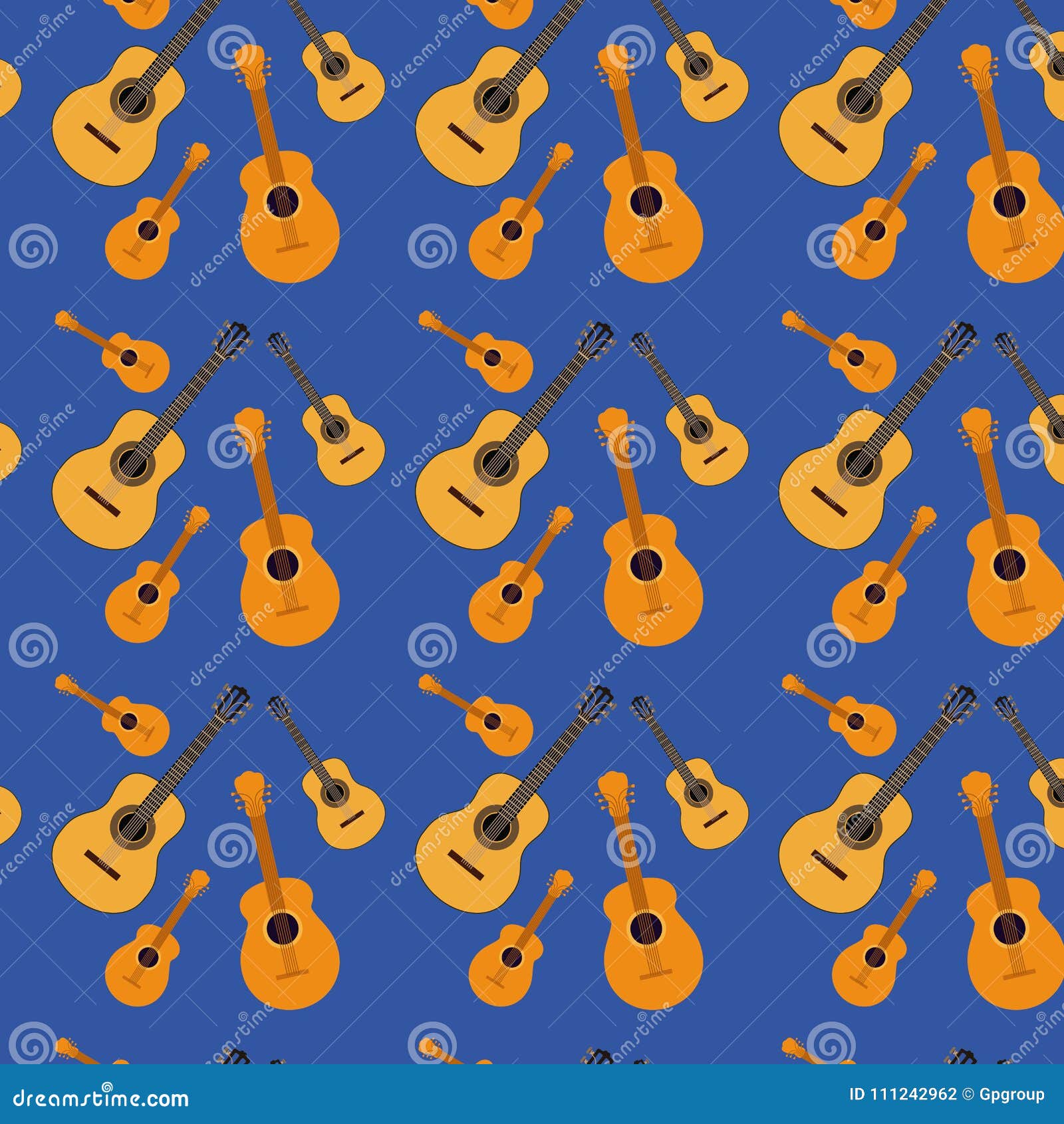 Guitars Pattern in Dark Blue Background Stock Vector - Illustration of ...