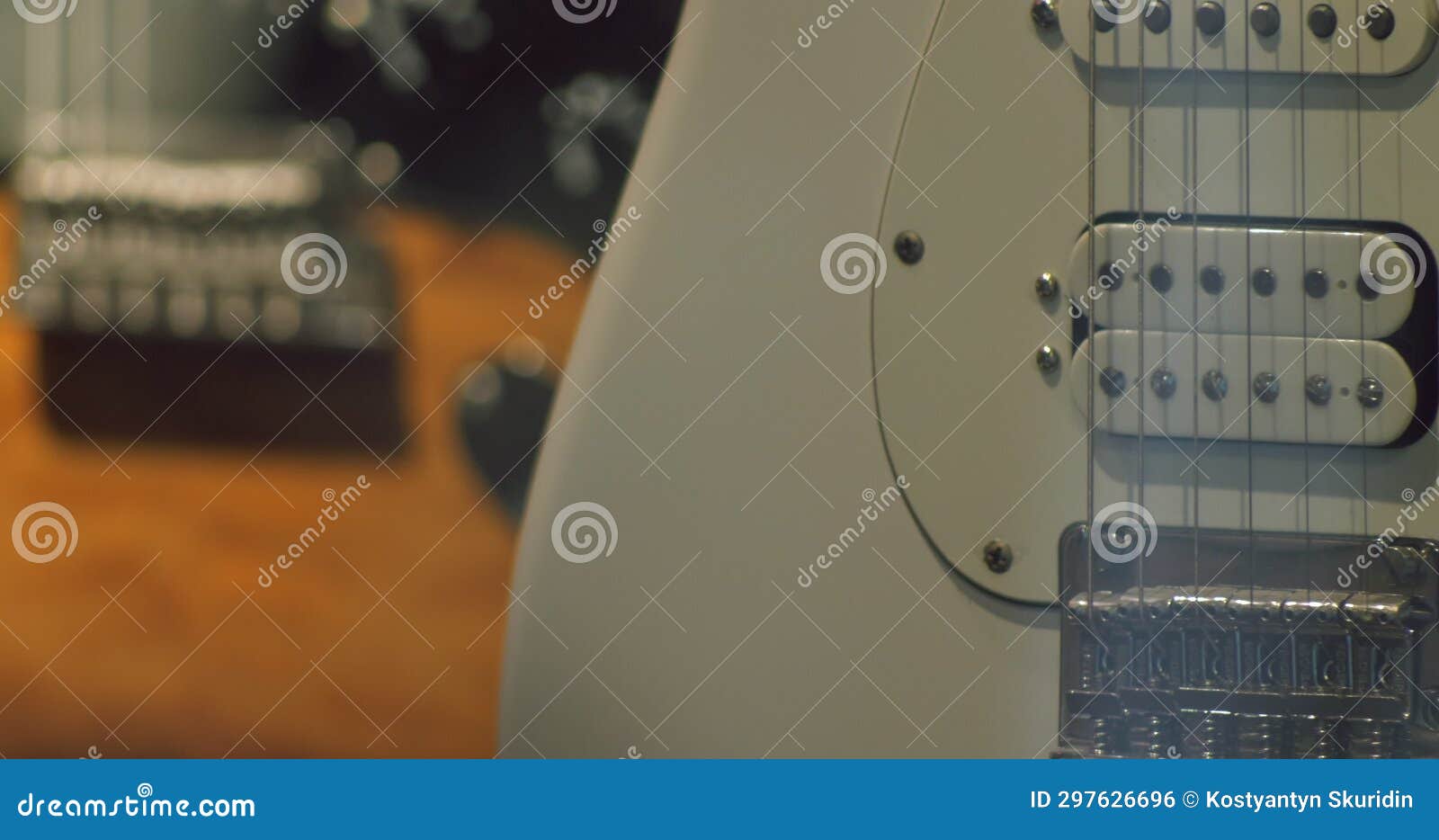 Guitars in a Store Window. Modern Musical Instruments Stock Footage ...