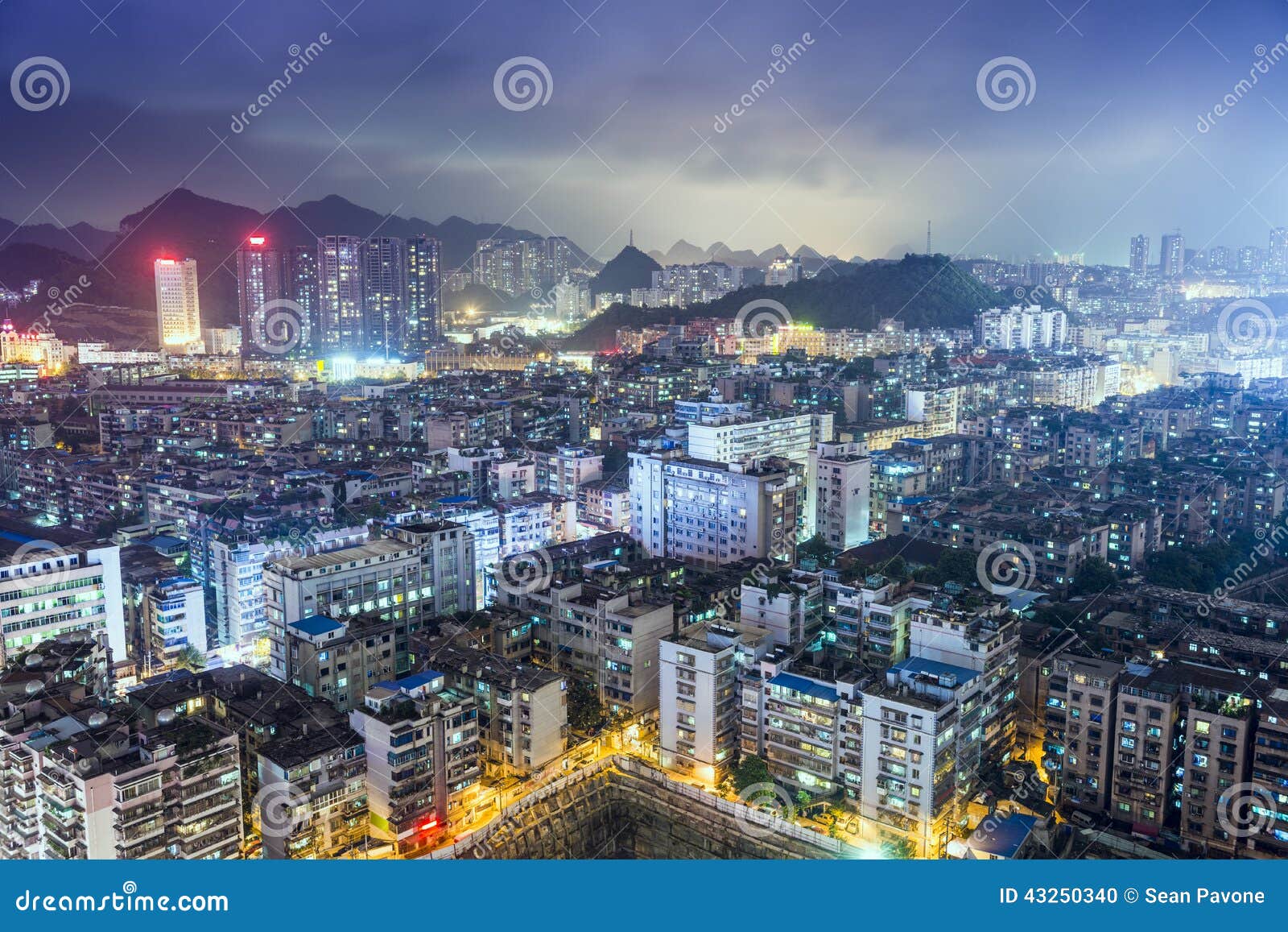 Guiyang, China stock photo. Image of evening, place, financial - 43250340