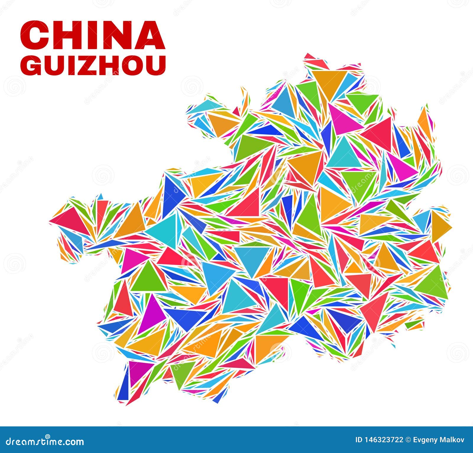 Guizhou Province Map - Mosaic of Color Triangles Stock Vector ...