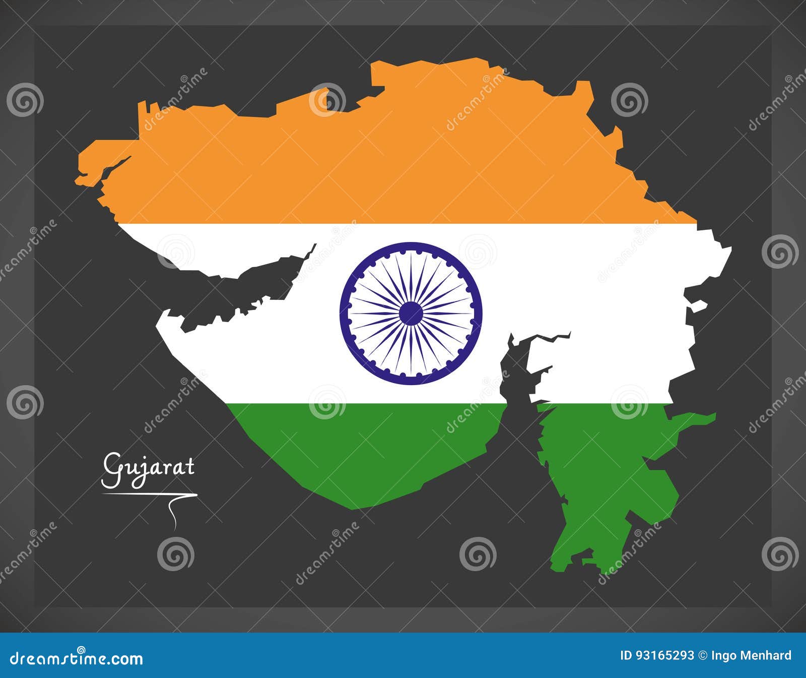 Gujarat Map with Indian National Flag Illustration Stock Vector ...
