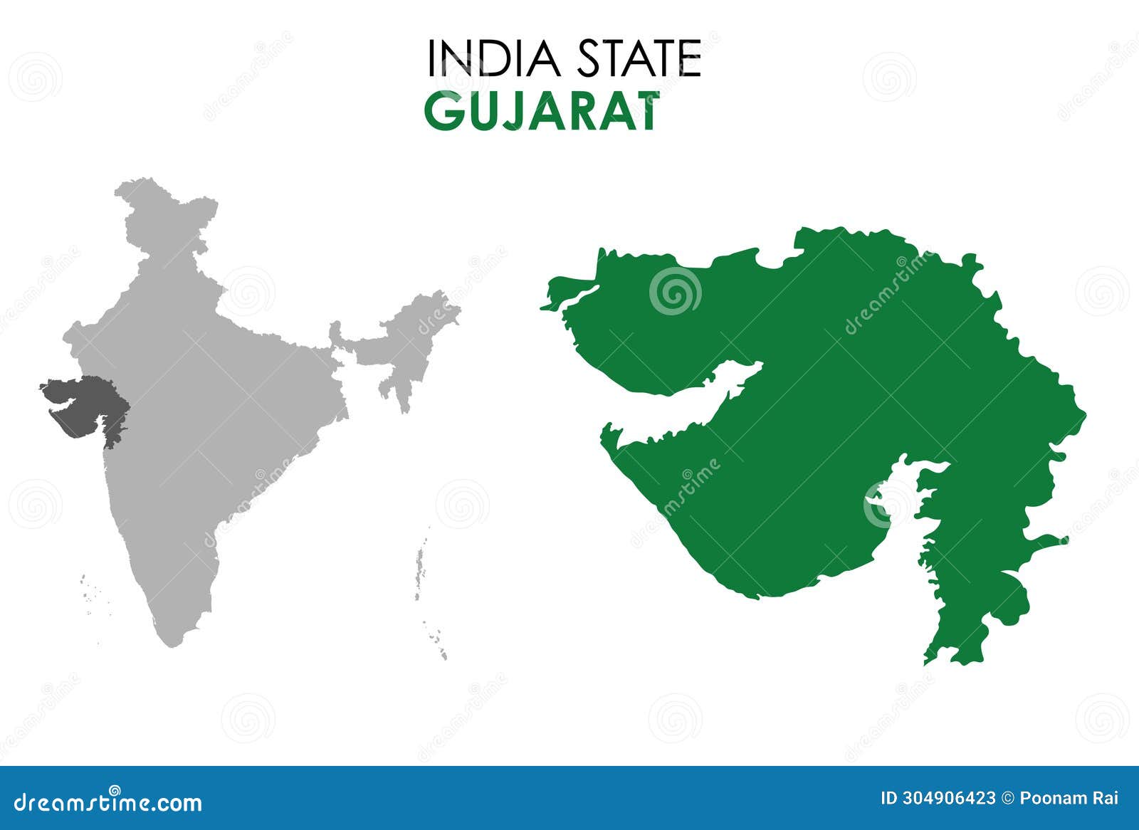 Gujarat Map of Indian State. Gujarat Map Vector Illustration Stock ...