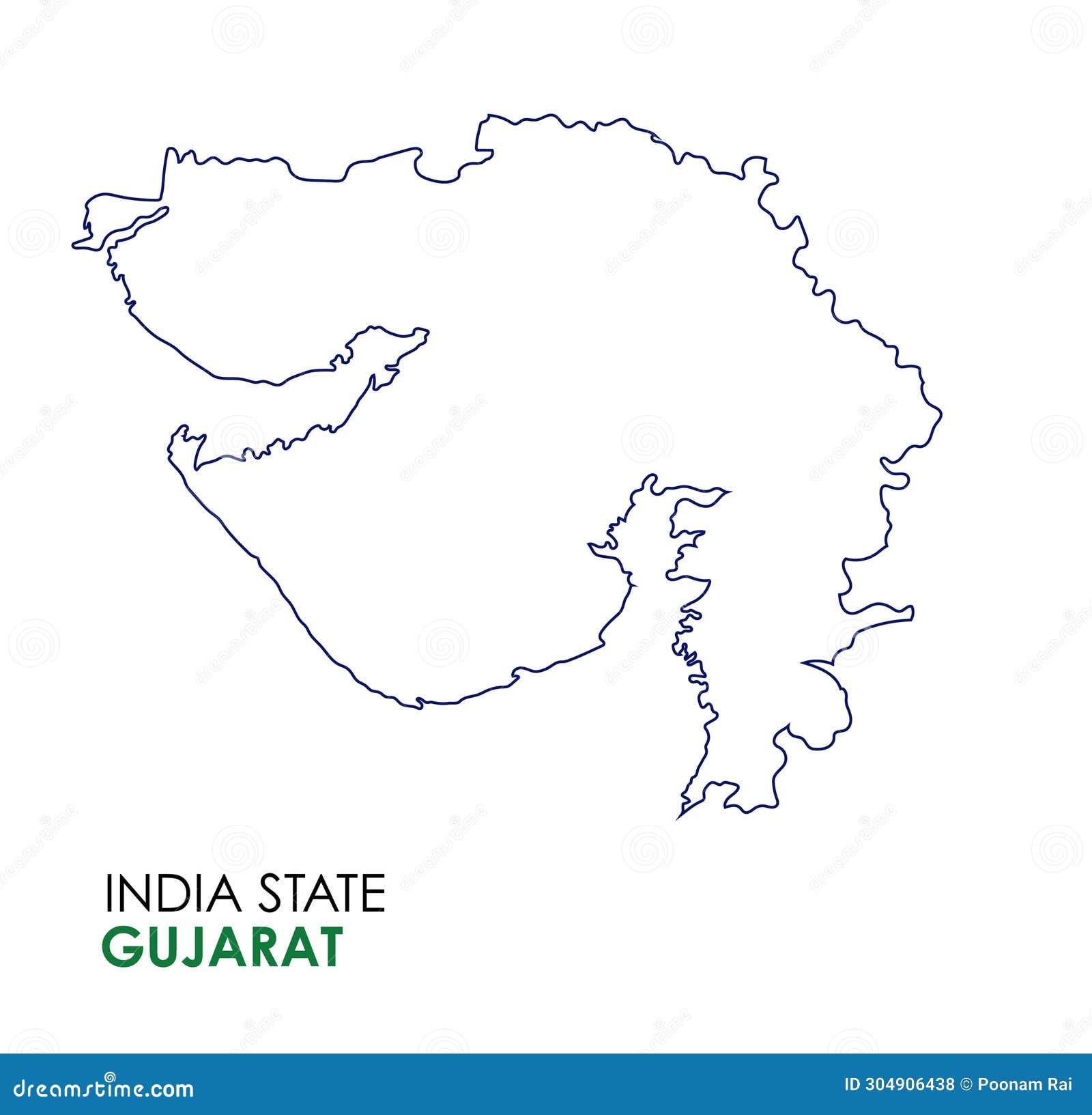 Gujarat Map of Indian State. Gujarat Map Vector Illustration. Gujarat ...
