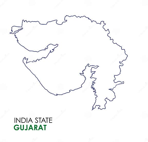 Gujarat Map of Indian State. Gujarat Map Vector Illustration. Gujarat ...