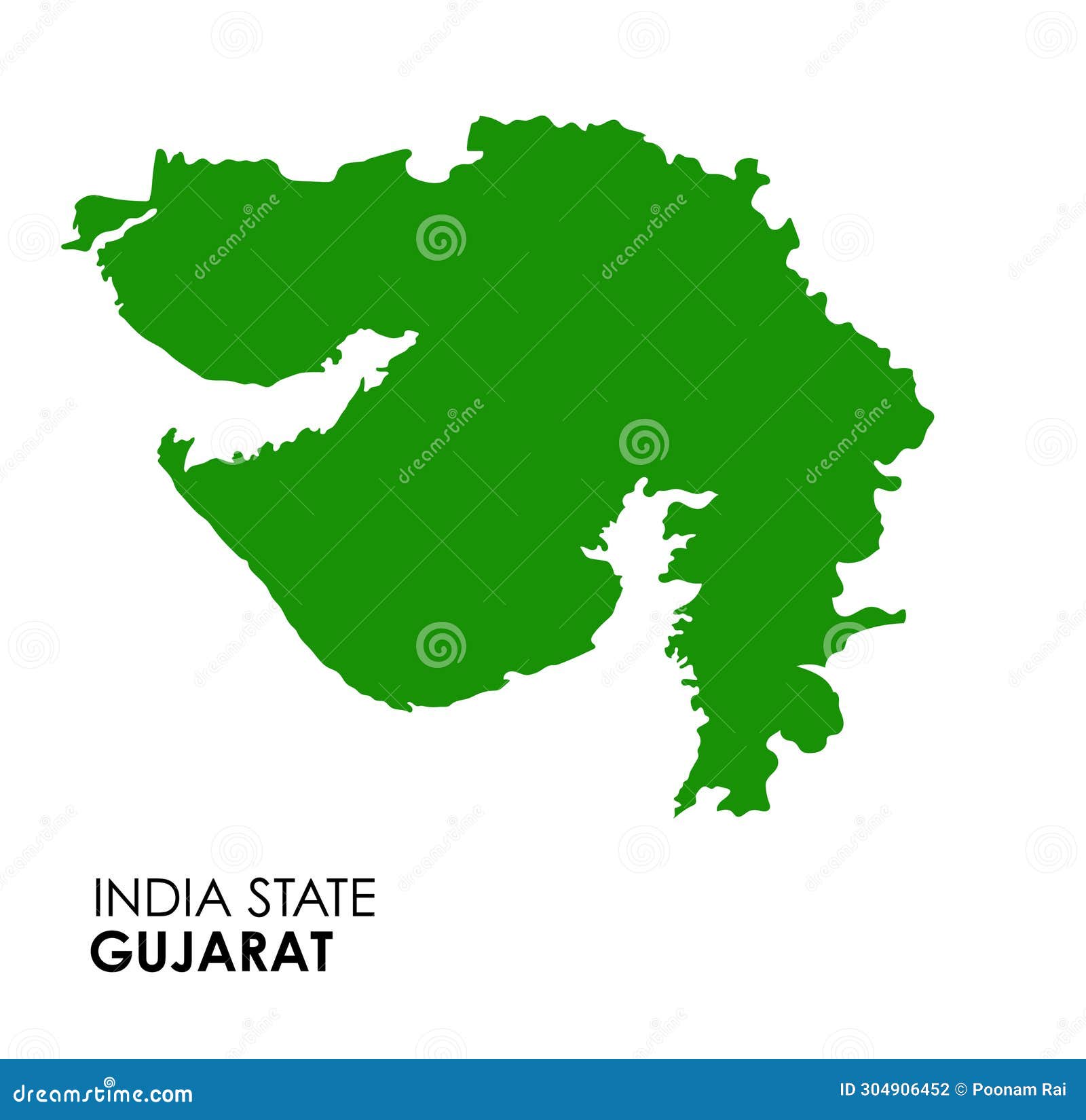 Gujarat Map With Indian National Flag Illustration Cartoon Vector ...