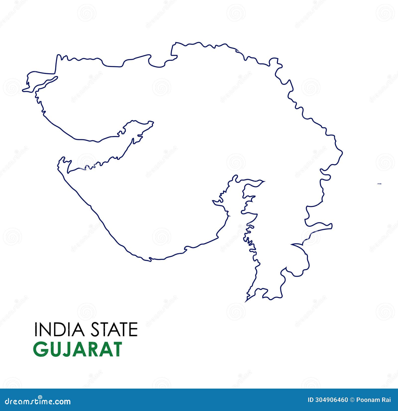 Gujarat Map of Indian State. Gujarat Map Vector Illustration Stock ...
