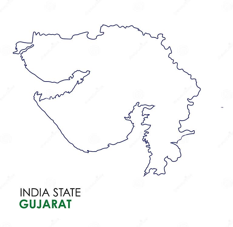Gujarat Map of Indian State. Gujarat Map Vector Illustration Stock ...