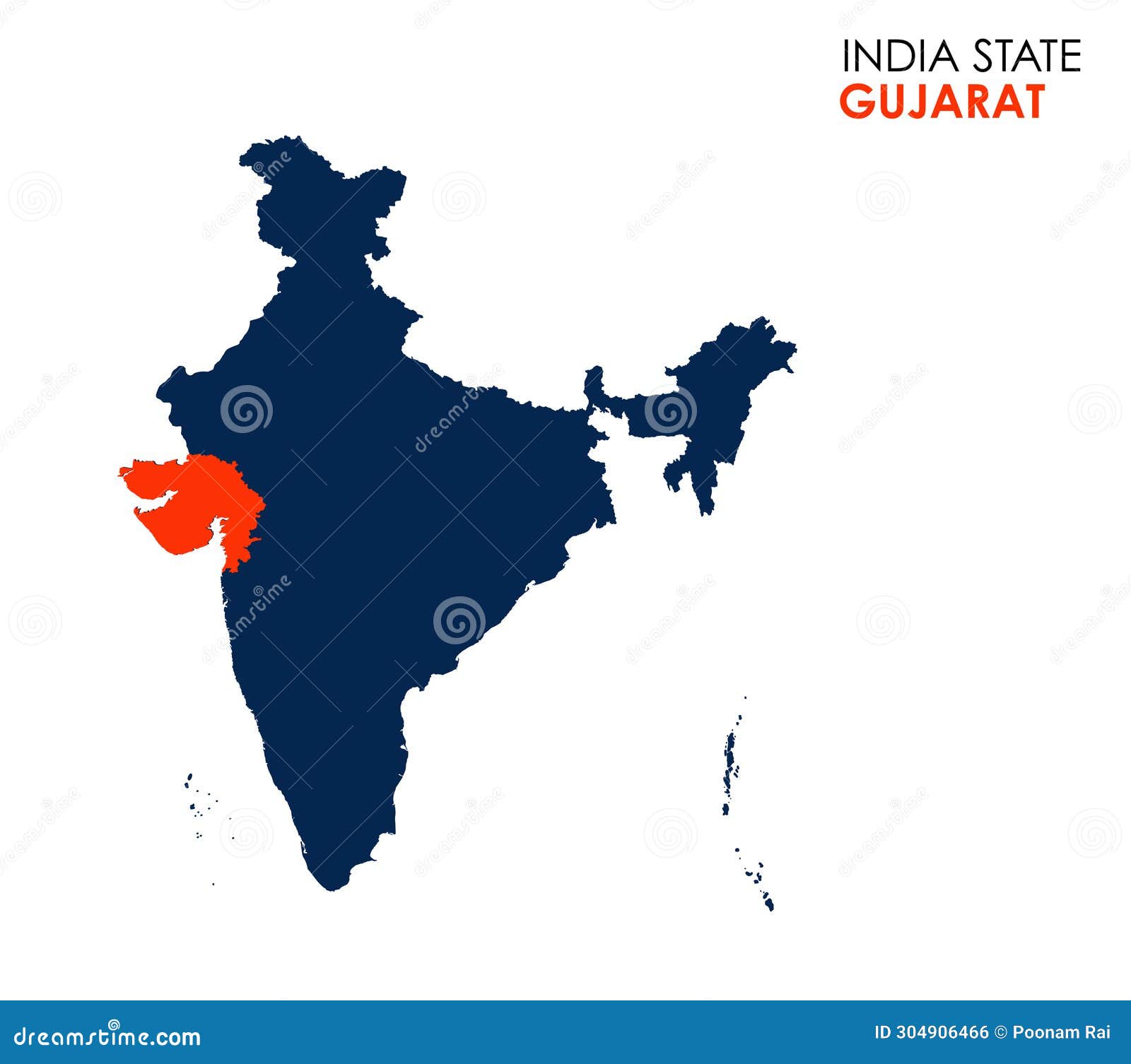 Gujarat Map of Indian State. Gujarat Map Vector Illustration Stock ...