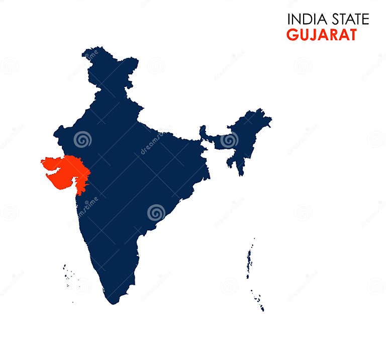 Gujarat Map of Indian State. Gujarat Map Vector Illustration Stock ...