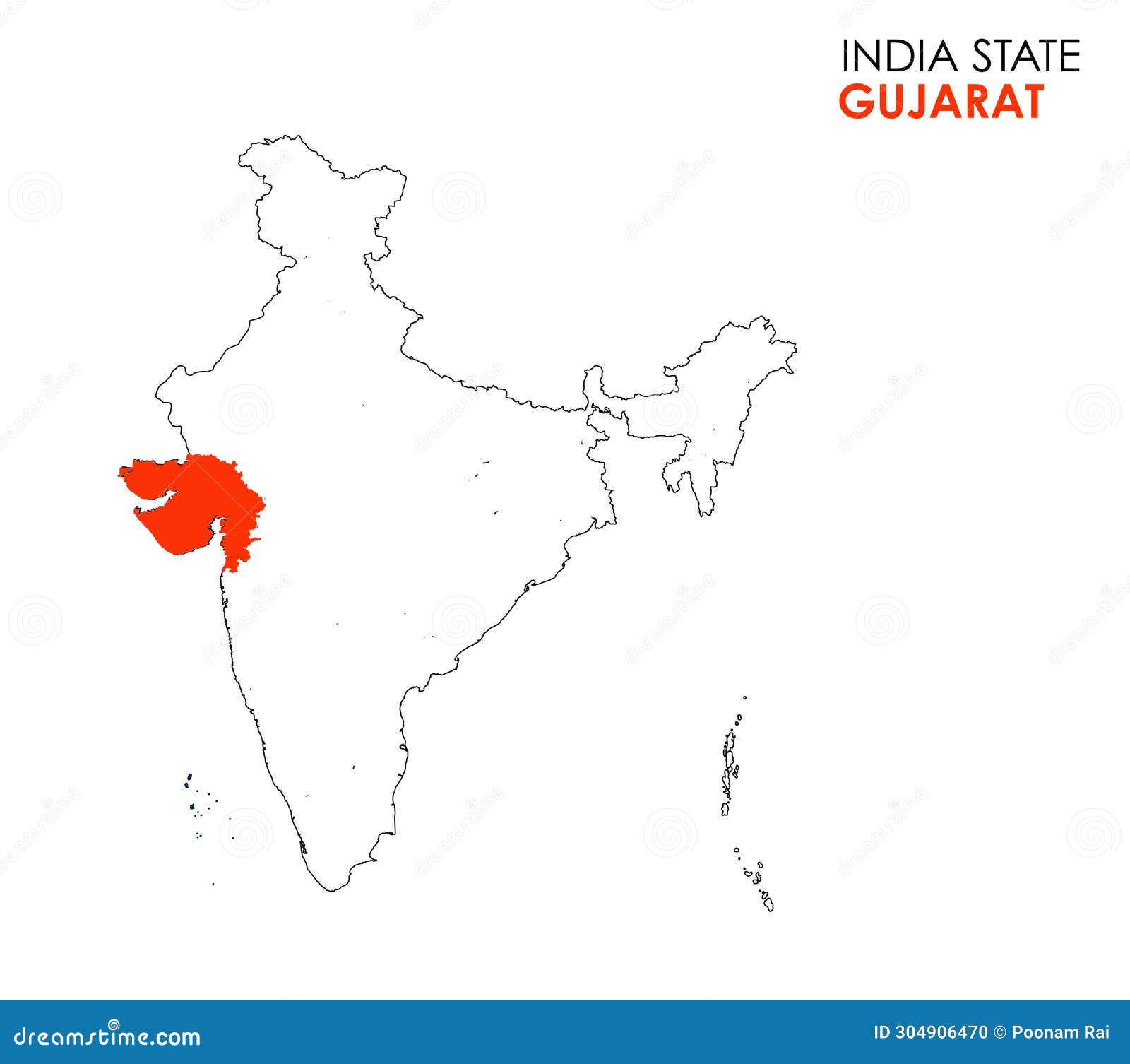 Gujarat Map of Indian State. Gujarat Map Vector Illustration Stock ...