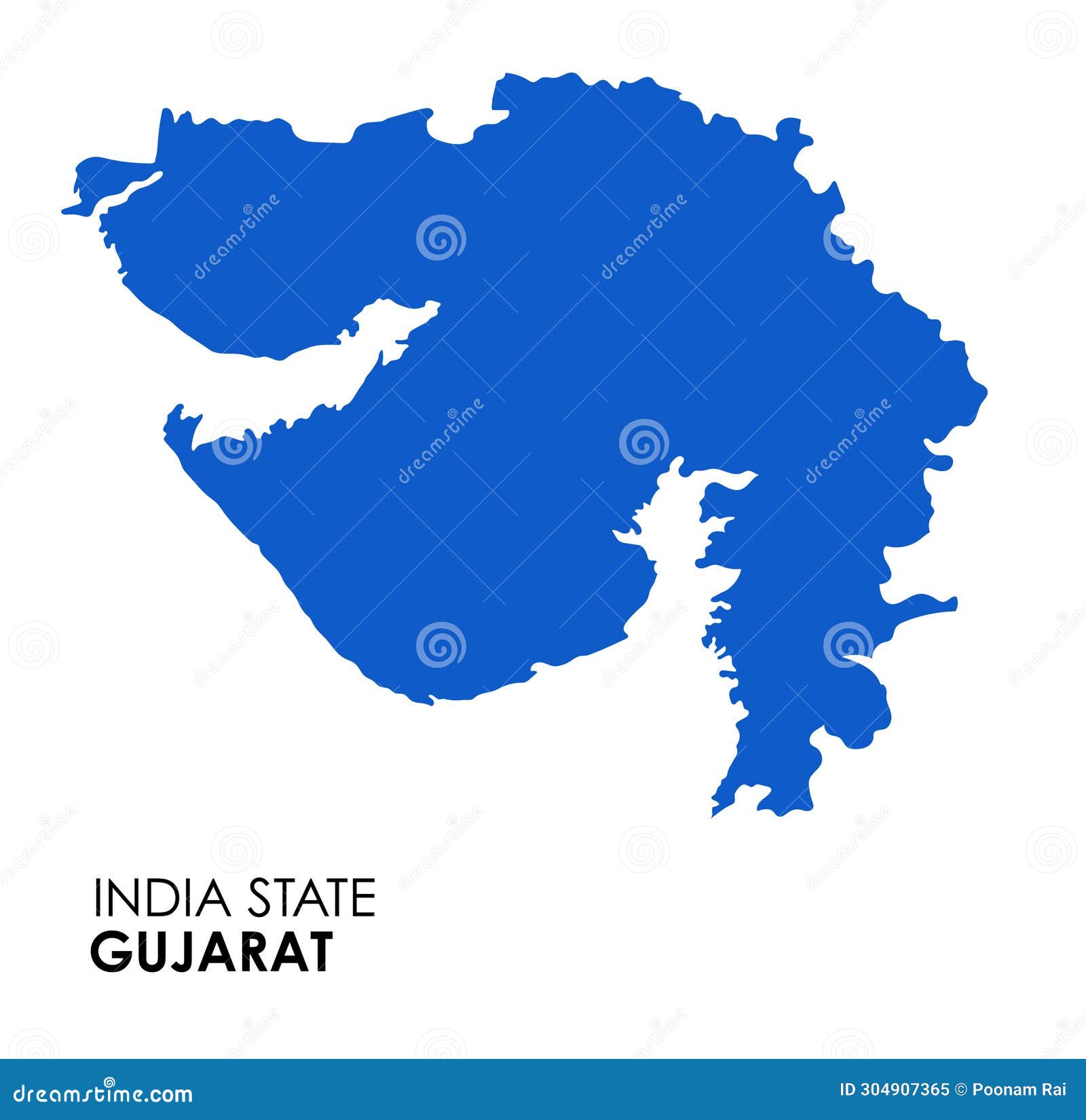 Gujarat Map of Indian State. Gujarat Map Vector Illustration Stock ...