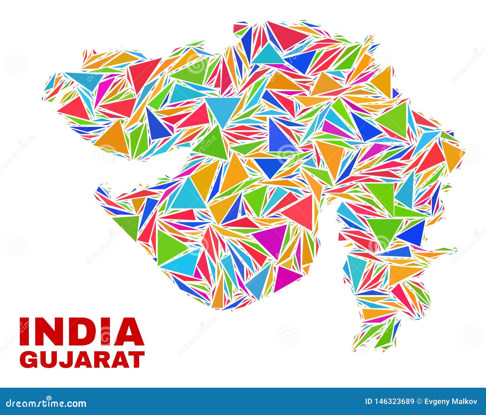 Gujarat State Map - Mosaic of Color Triangles Stock Vector ...