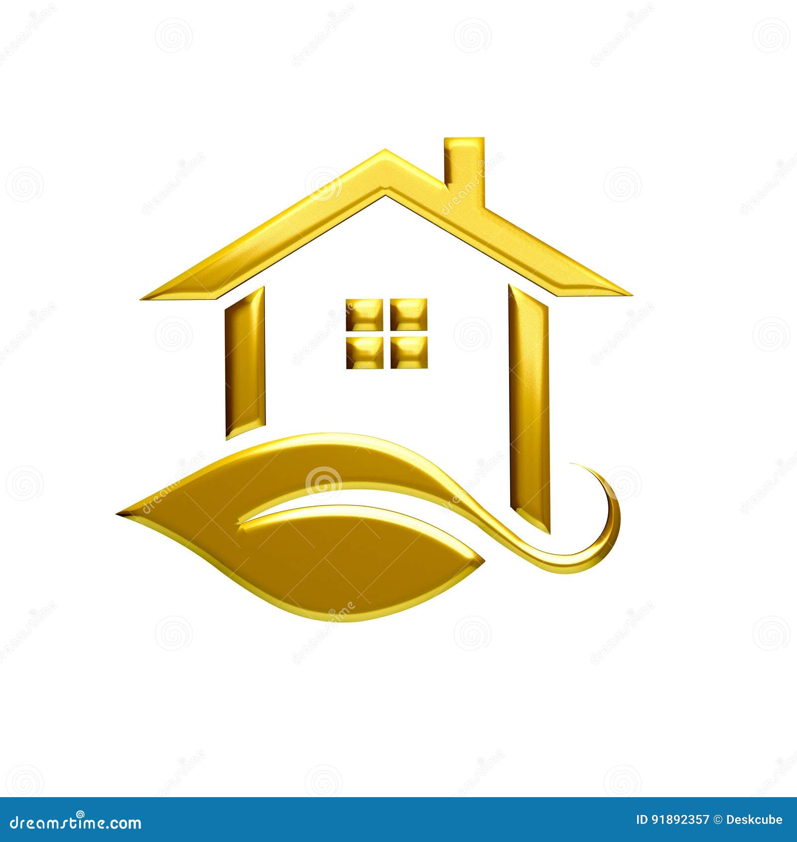 Guld- Eco Hus Logo Illustration Graphic Design Stock Illustrationer ...